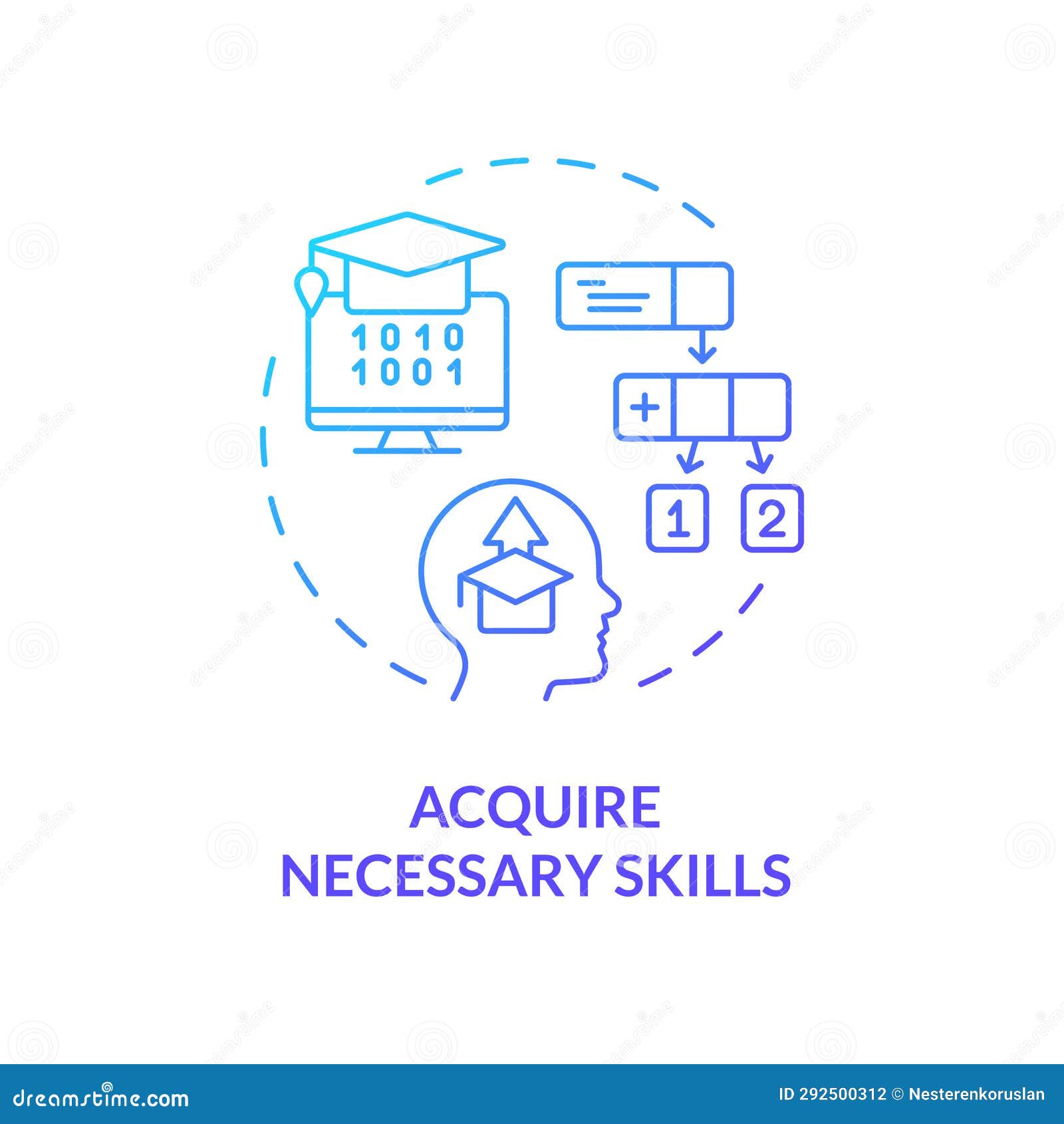 2D Thin Line Acquire Necessary Skills Icon Concept Stock Vector ...