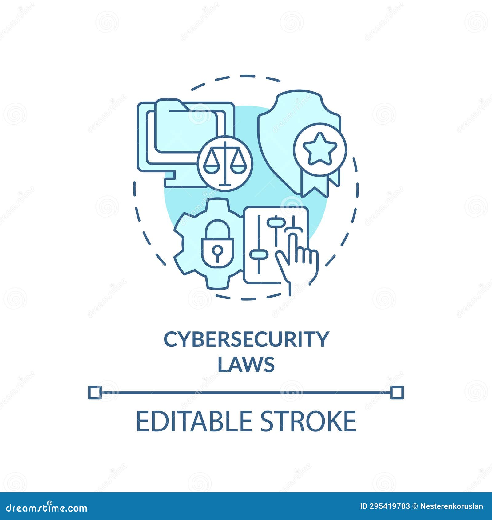 2D Thin Line Blue Icon Cybersecurity Laws Concept Stock Vector ...
