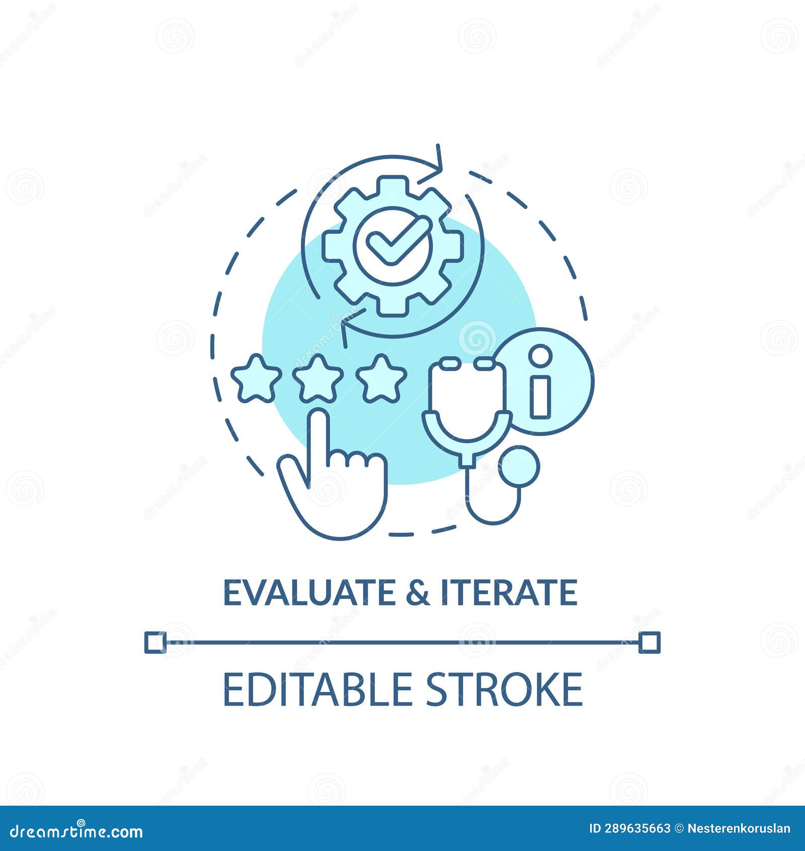 2D Thin Line Blue Icon Evaluate and Iterate Concept Stock Vector ...