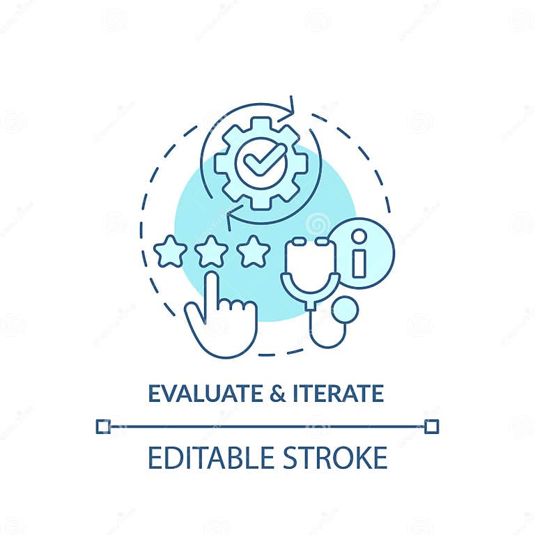 2D Thin Line Blue Icon Evaluate and Iterate Concept Stock Illustration ...