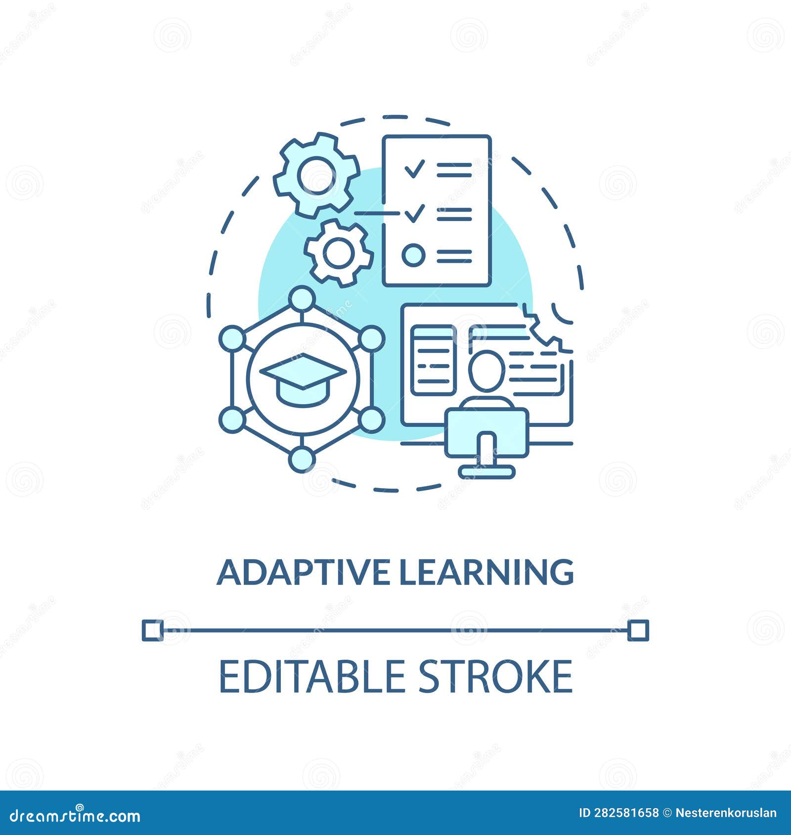 Adaptive Learning in AI Education Concept Editable Icon Stock Vector ...
