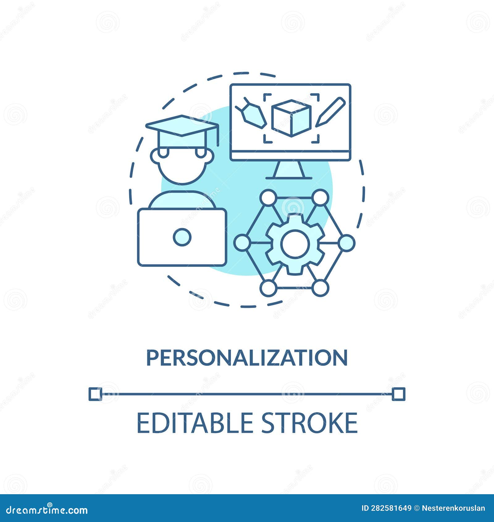 Personalization In AI Education Concept Editable Icon Cartoon Vector ...