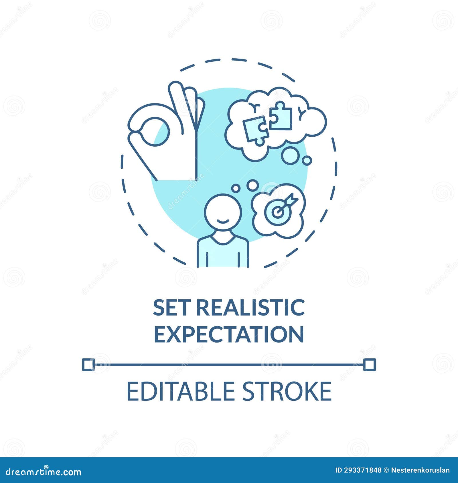 2D Thin Line Blue Icon Set Realistic Expectations Concept Stock Vector ...