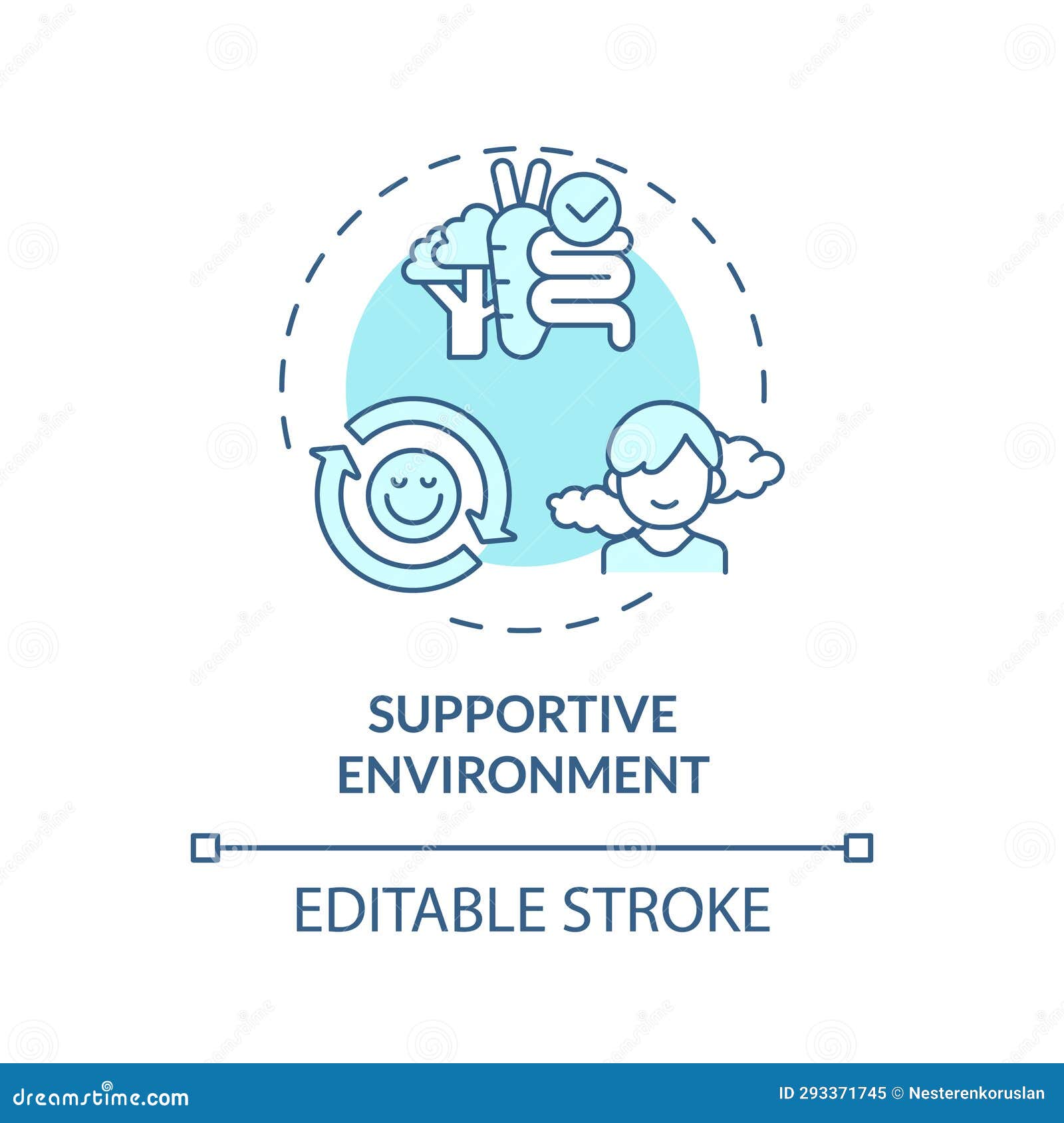 2D Thin Line Blue Icon Supportive Environment Concept Stock Vector ...