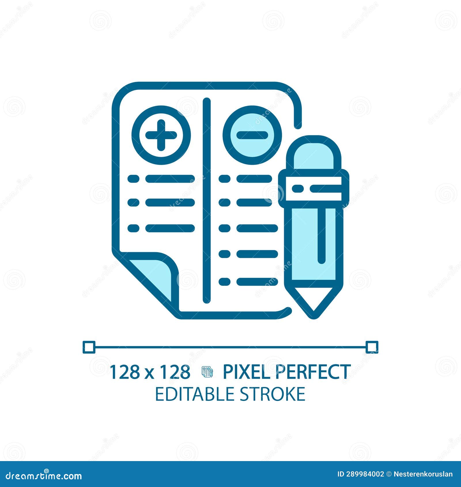 2D Thin Line Blue Positive and Negative Points Icon Stock Illustration ...