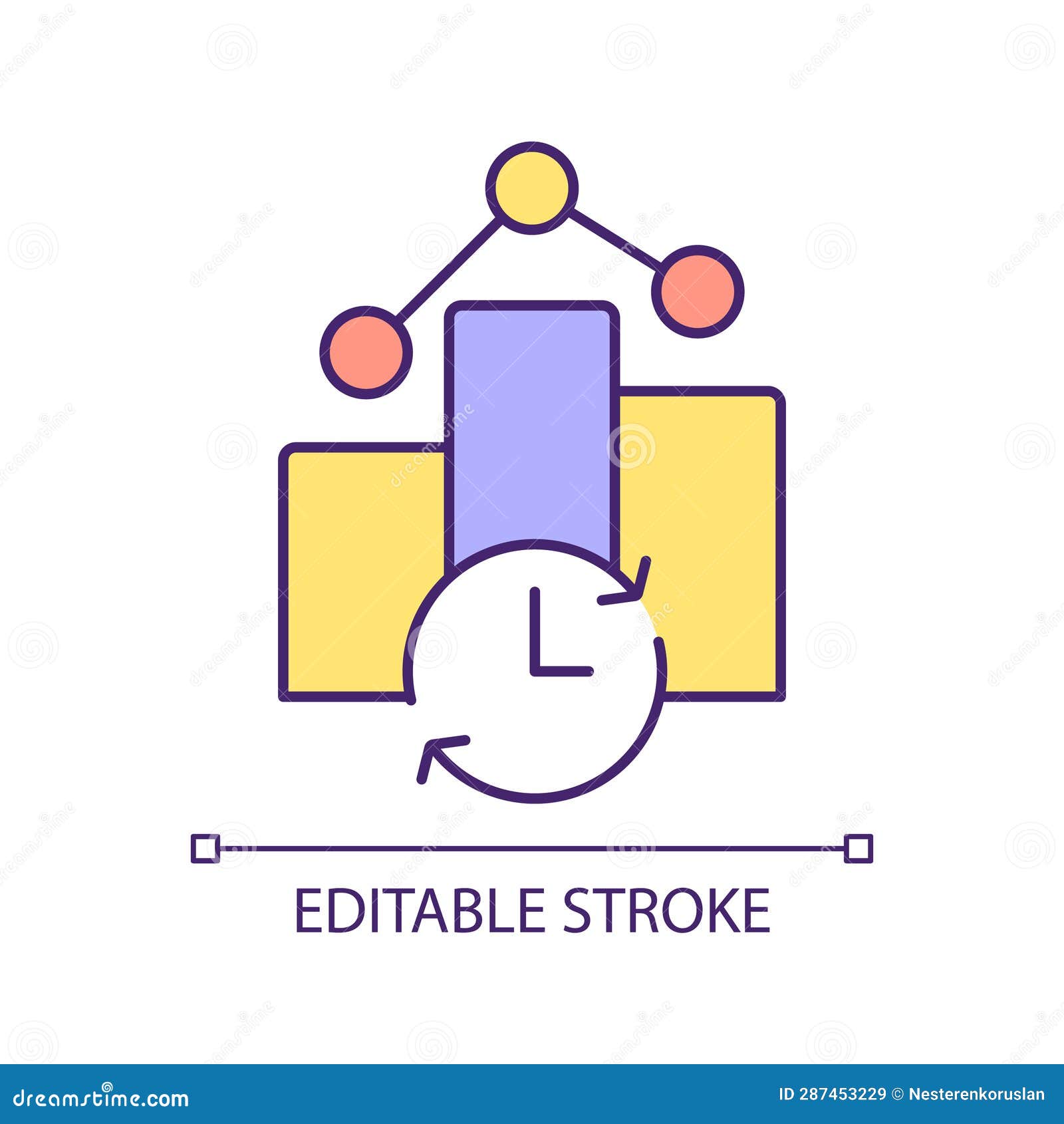 2D Thin Line Colorful Real-time Reporting Tasks Icon Stock Illustration ...