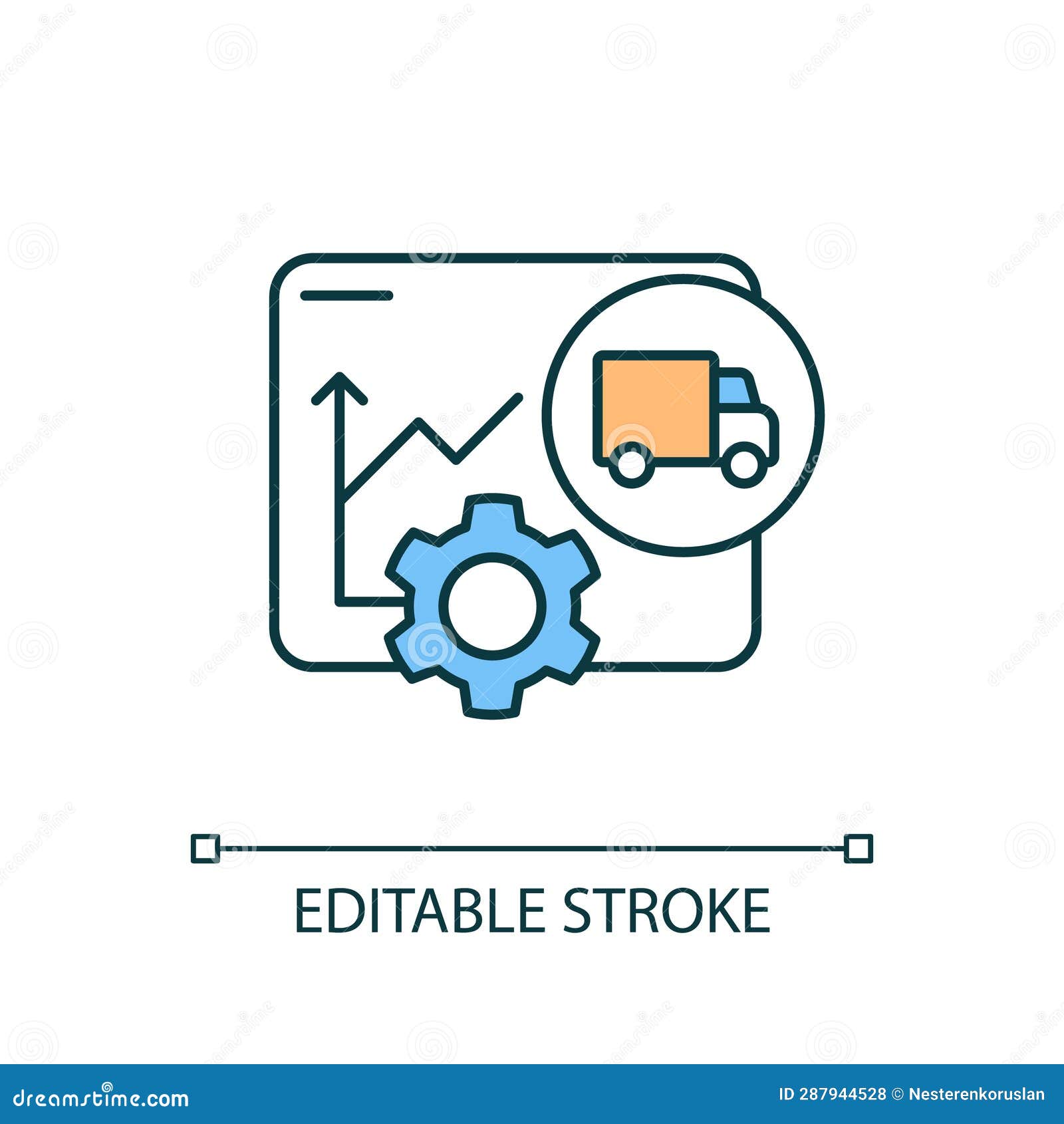 2D Thin Line Colorful Reporting and Analytics Icon Stock Illustration ...