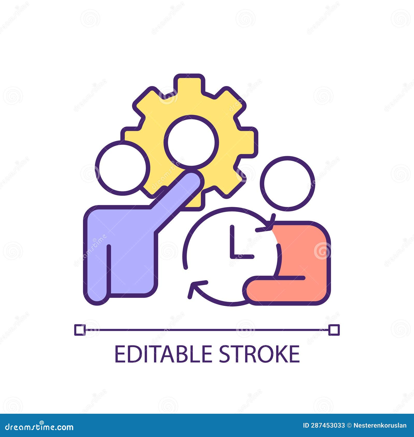 2D Thin Line Colorful Time Consuming Tasks Icon Stock Illustration ...