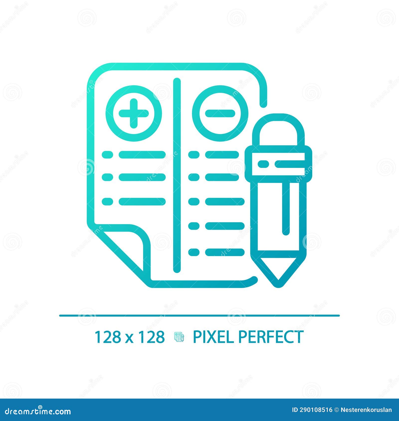 2D Thin Line Gradient Positive and Negative Points Icon Stock Vector ...