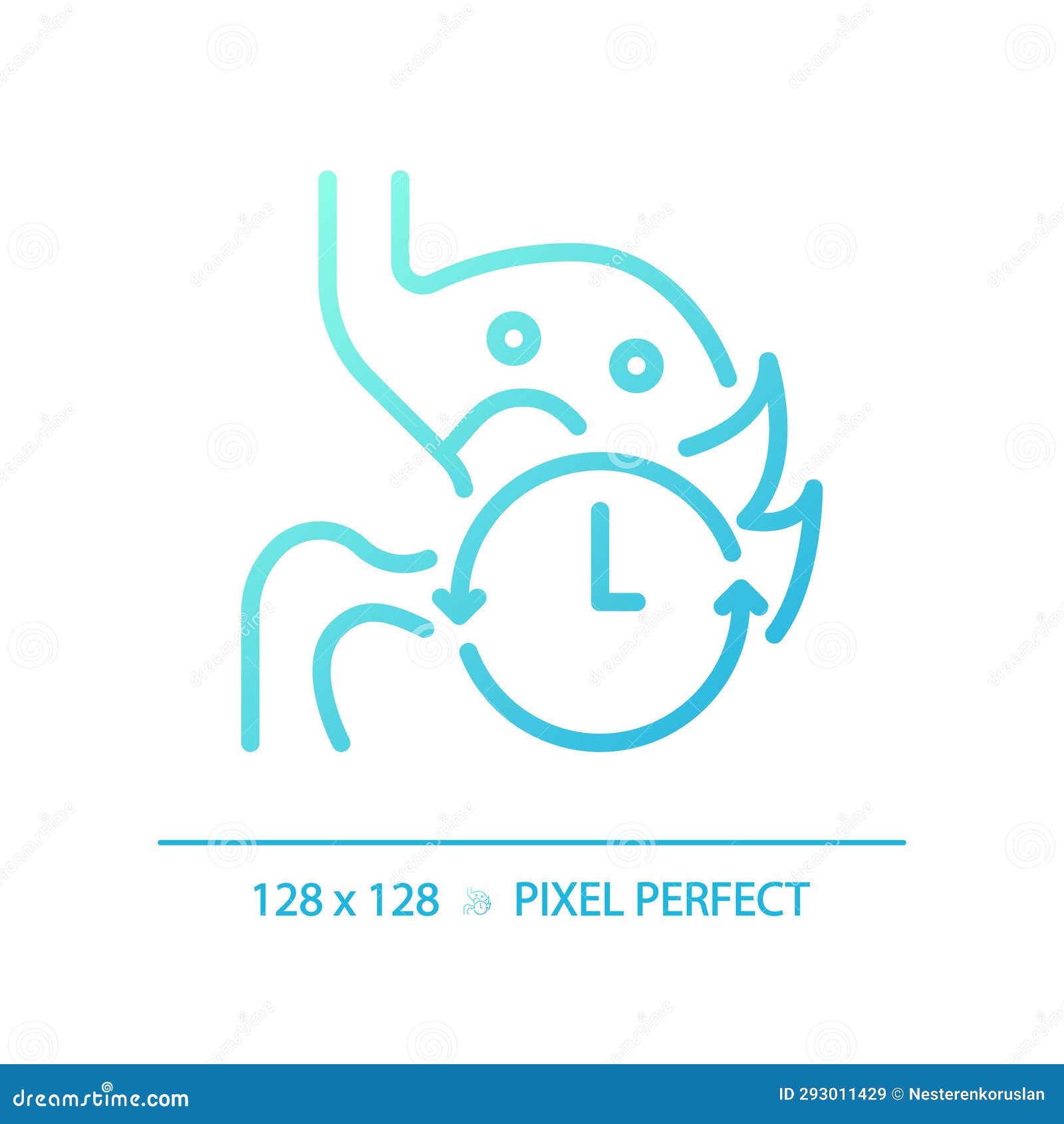 2D Thin Line Gradient Stomach with Time Icon Stock Illustration ...