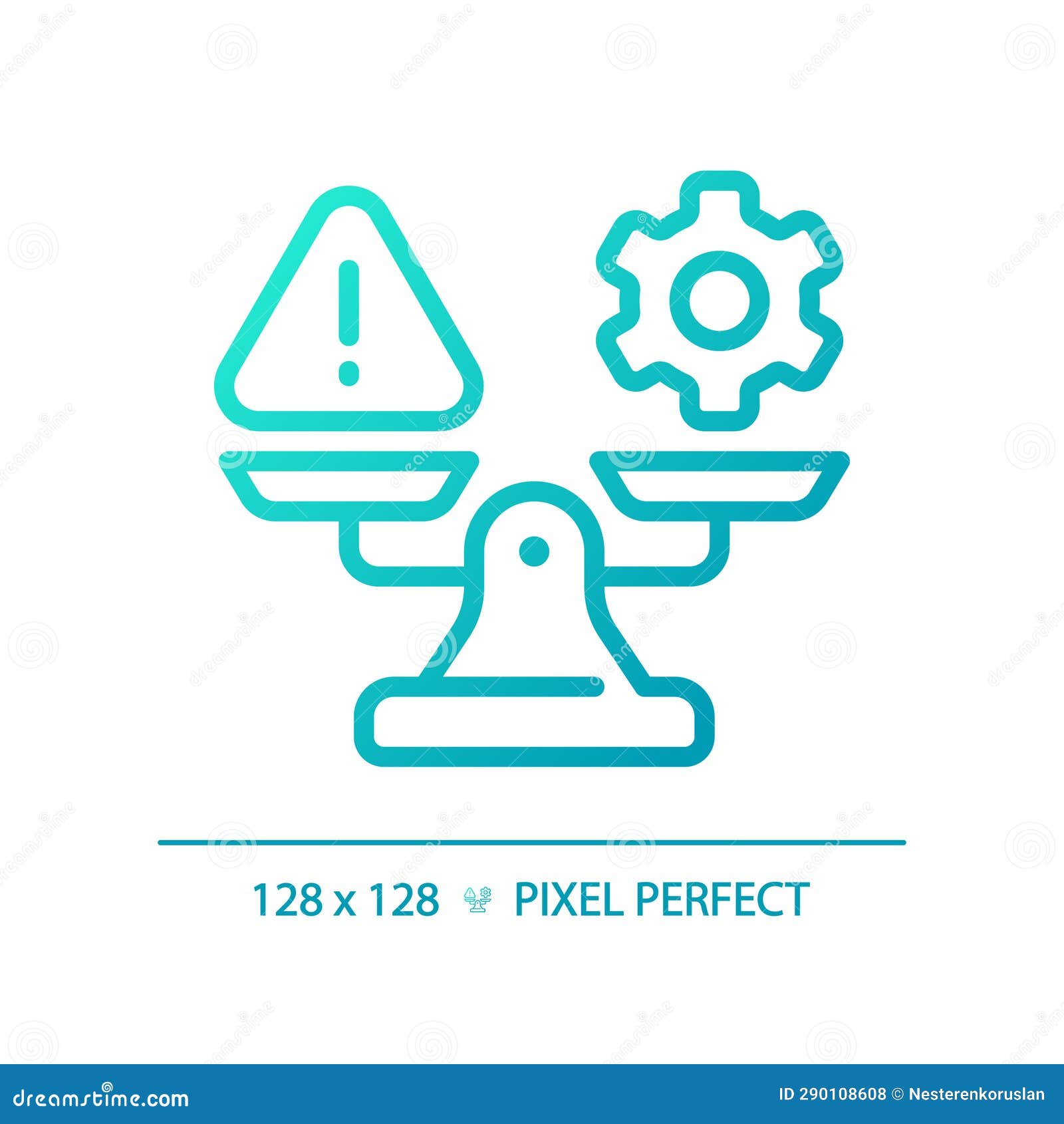 2D Thin Line Gradient Warning and Gear on Weight Scale Icon Stock ...