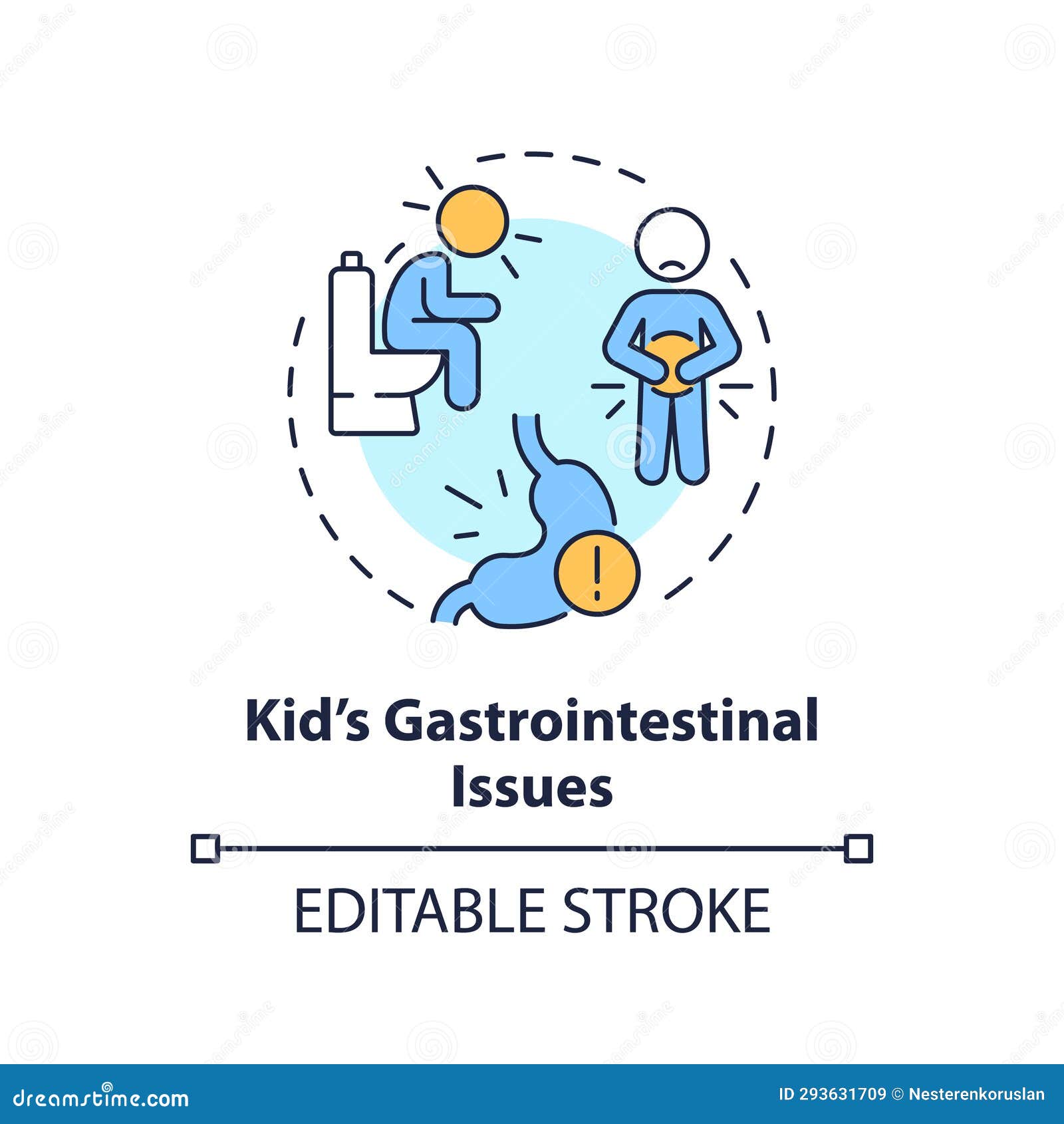 Set Of Simple Gastrointestinal Illustrations Of Bowel Internal System ...