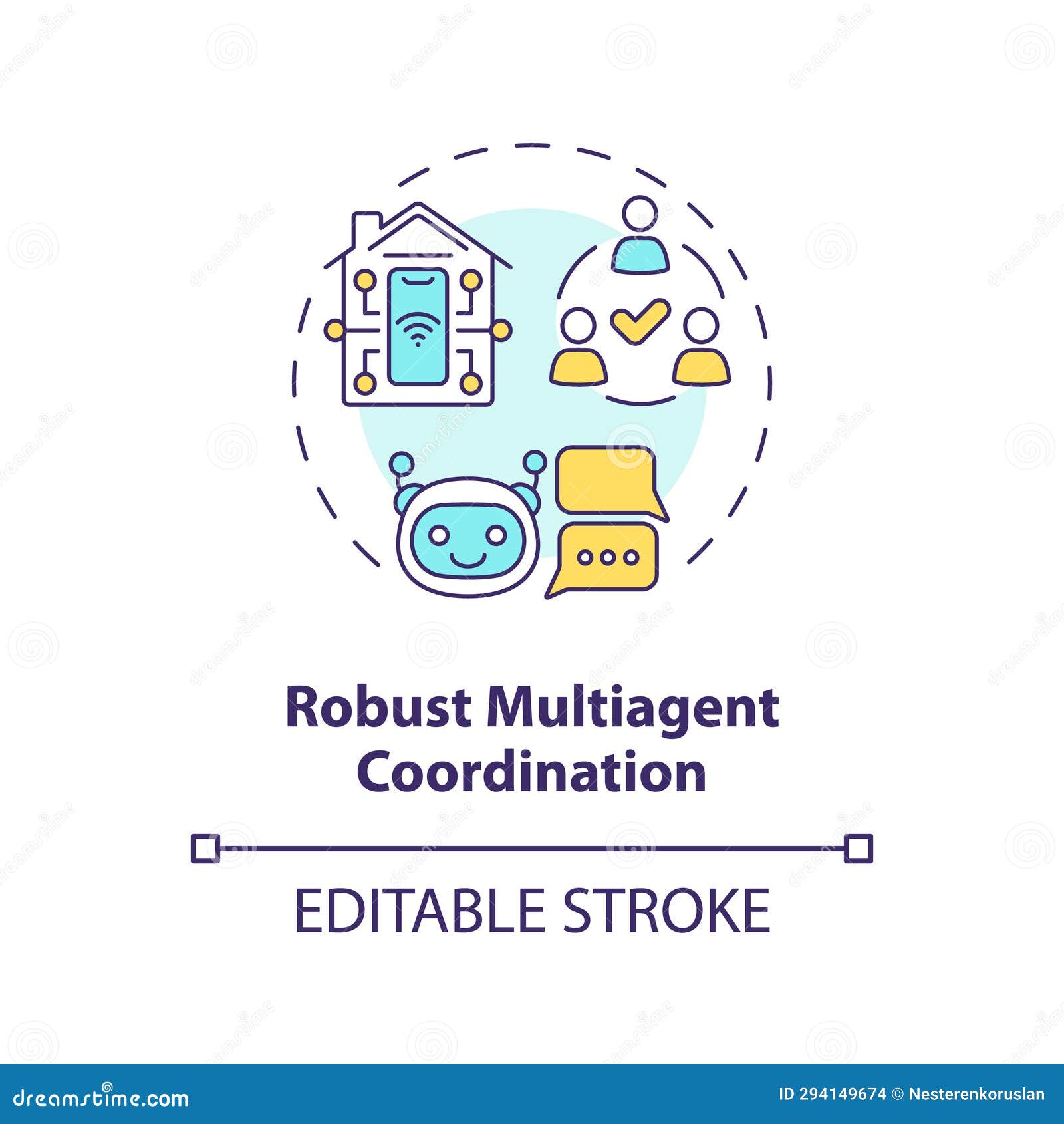 2D Thin Line Icon Robust Multiagent Coordination Concept Stock Vector ...
