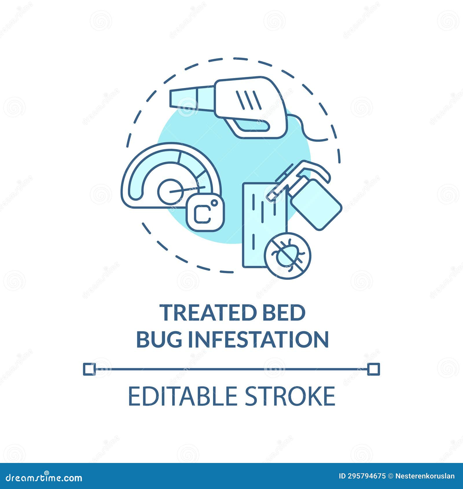 2D Thin Line Icon Treated Bed Bug Infestation Concept Stock ...