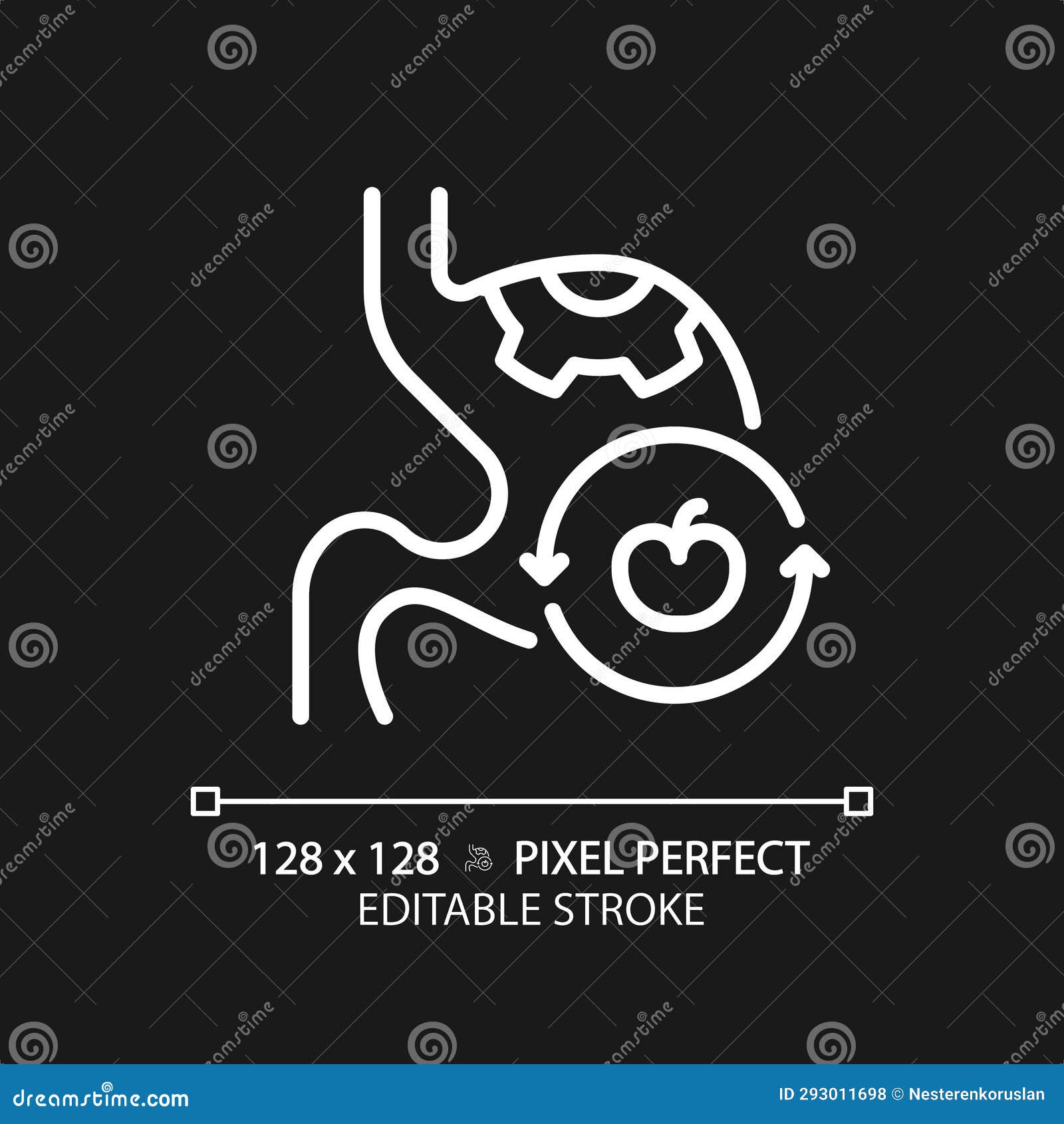 2D Thin Line White Digestive System with Fruit Icon Stock Vector ...