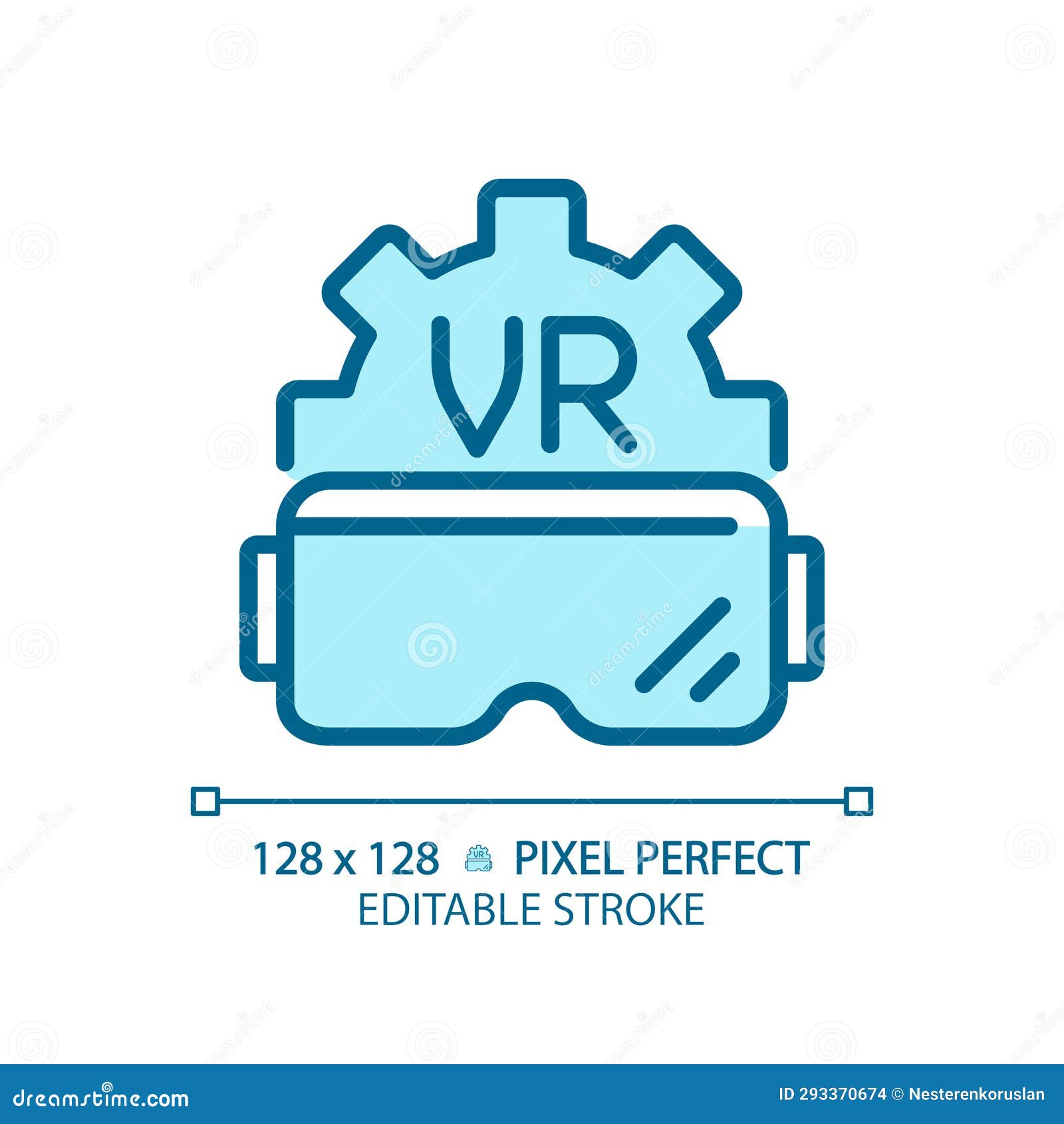 2D Thin Linear Blue VR Goggles Icon Stock Illustration - Illustration ...