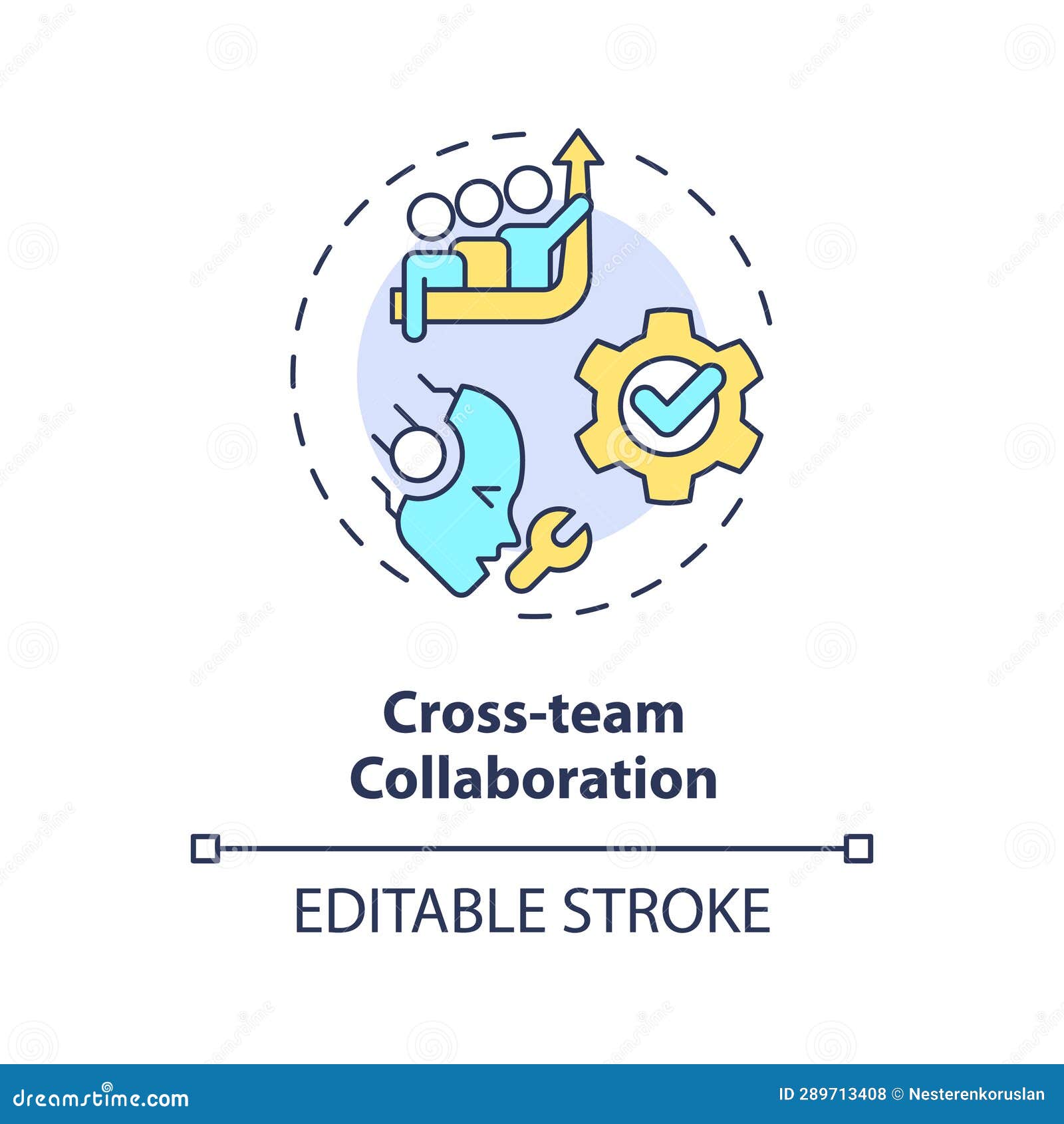 2D Thin Linear Colorful Cross-team Collaboration Icon Stock ...