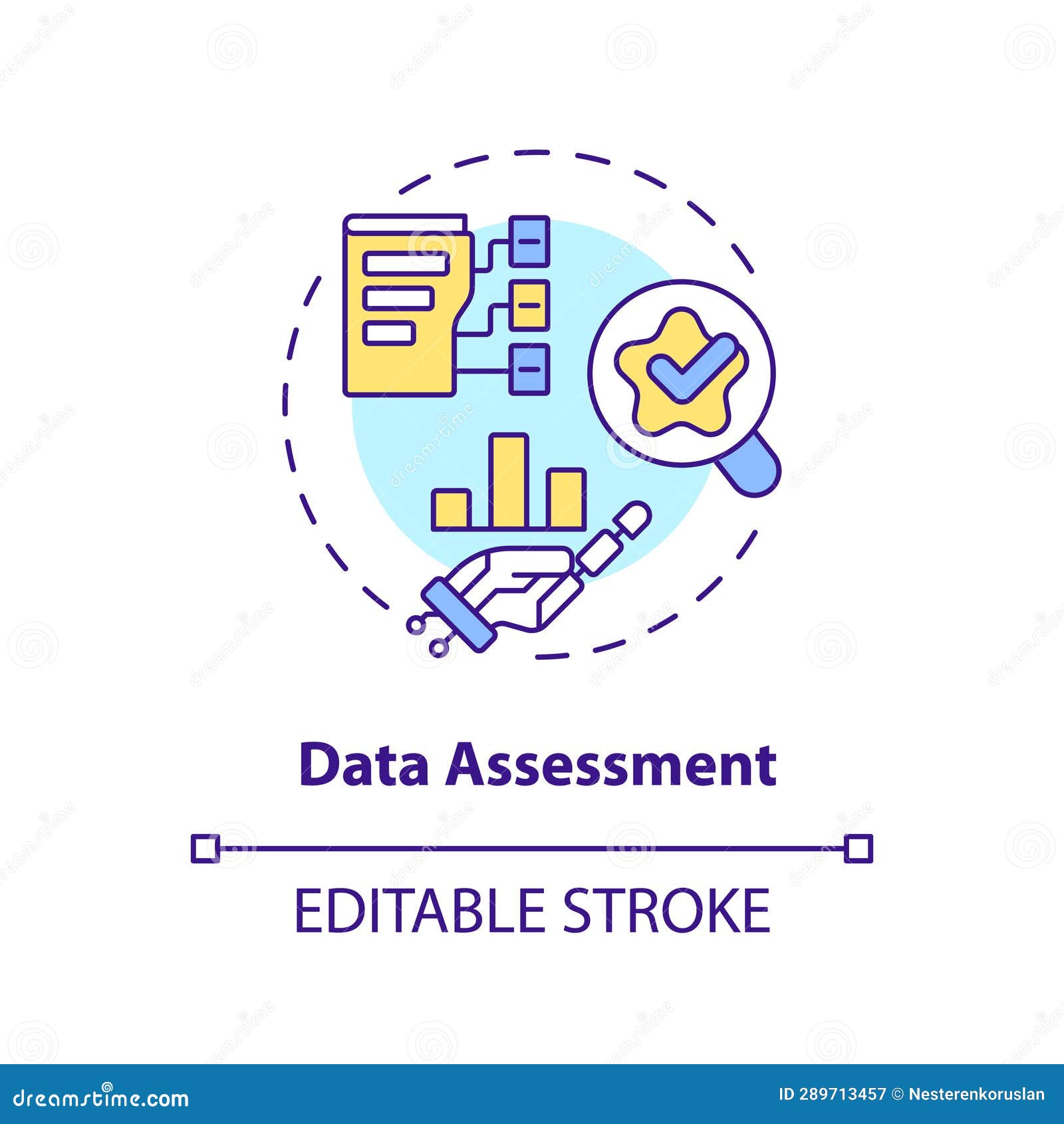 2D Thin Linear Colorful Data Assessment Icon Stock Illustration ...