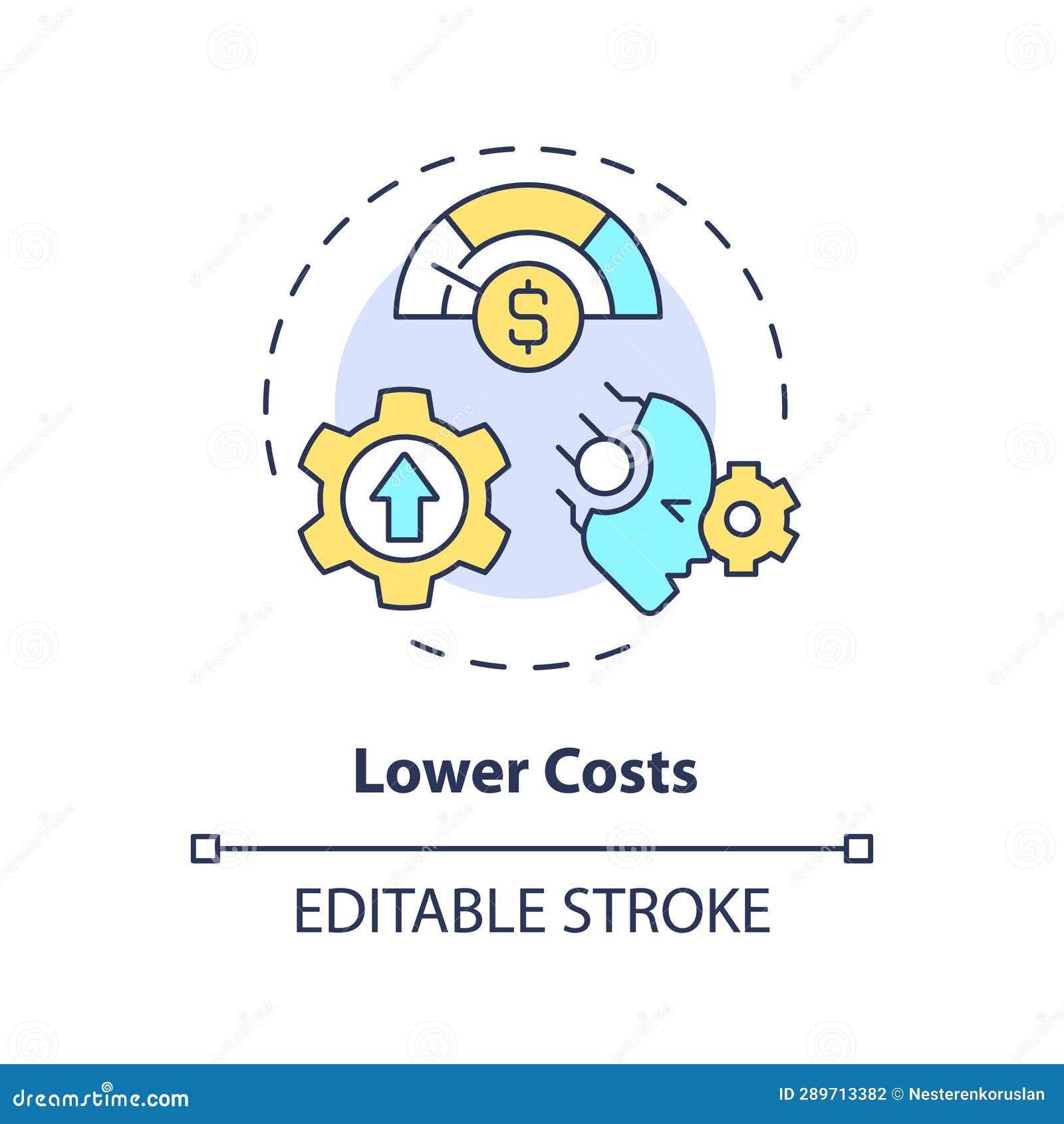 2D Thin Linear Colorful Lower Costs Icon Stock Illustration ...