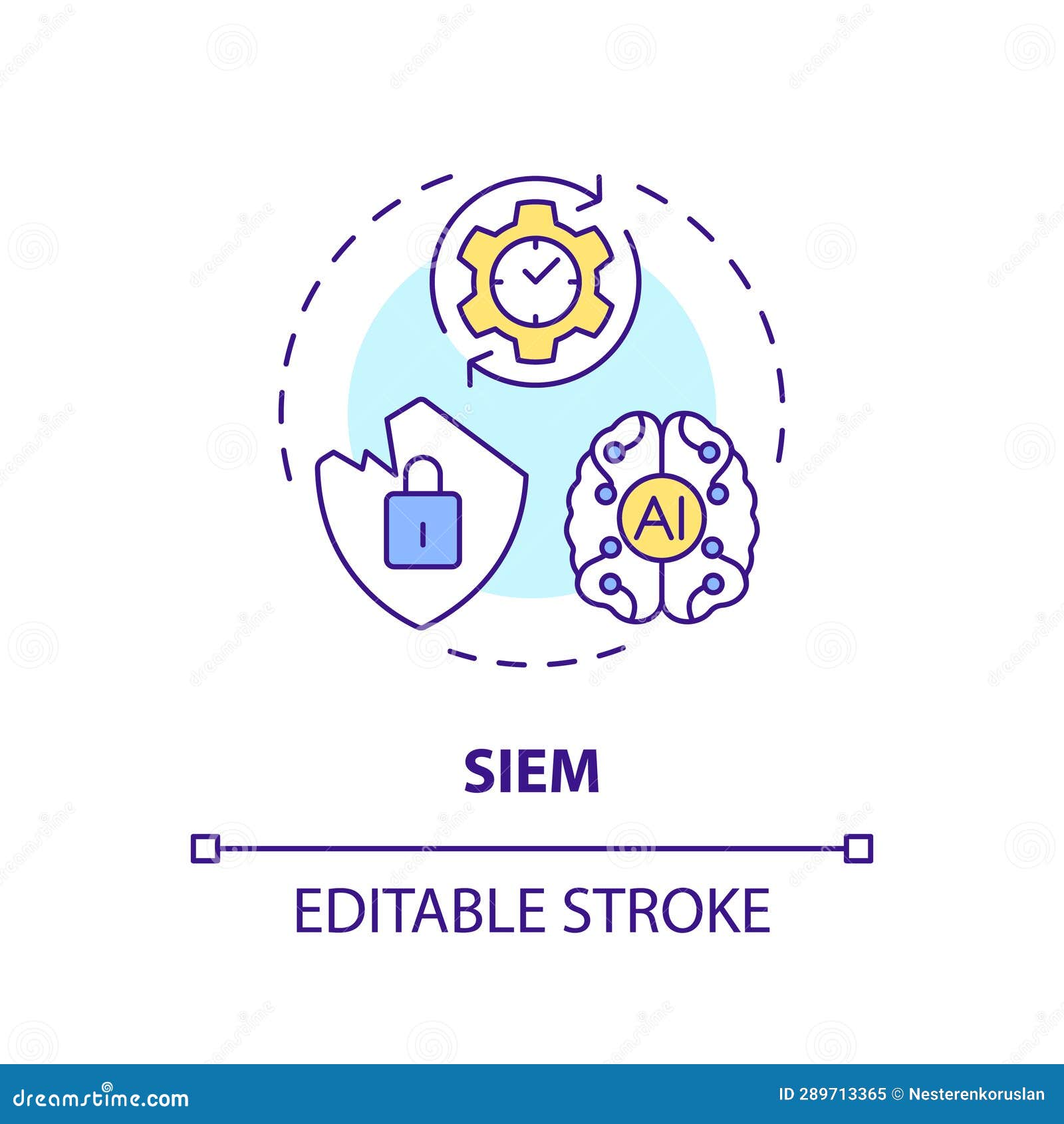 2D Thin Linear Colorful SIEM Icon Stock Illustration - Illustration of ...