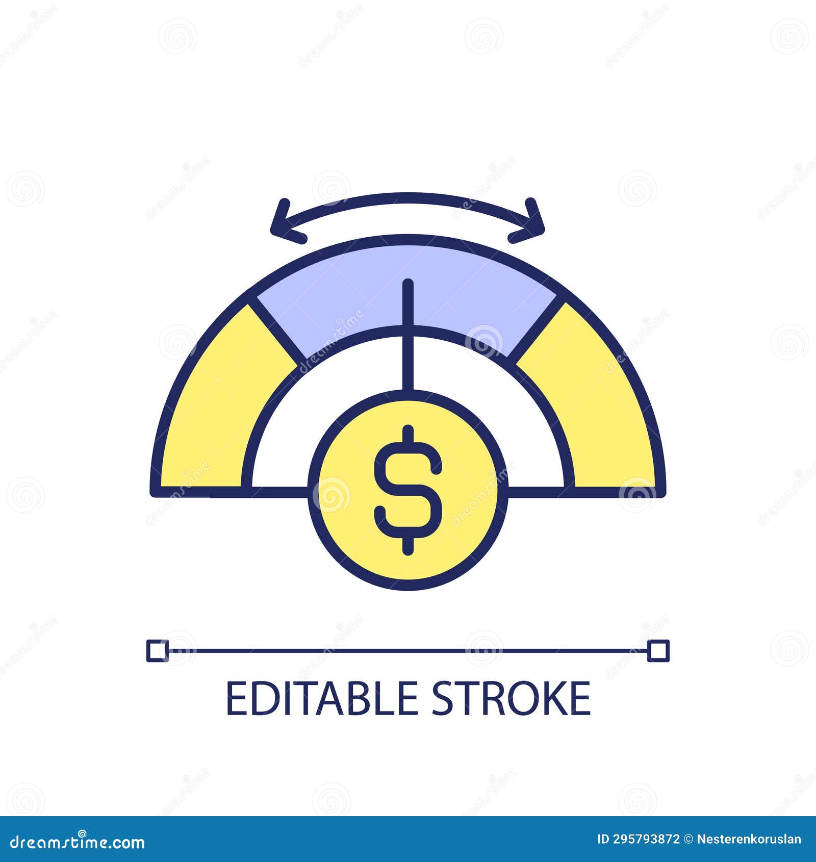 2D Thin Linear Colorful Simple Cost Control Icon Stock Vector ...