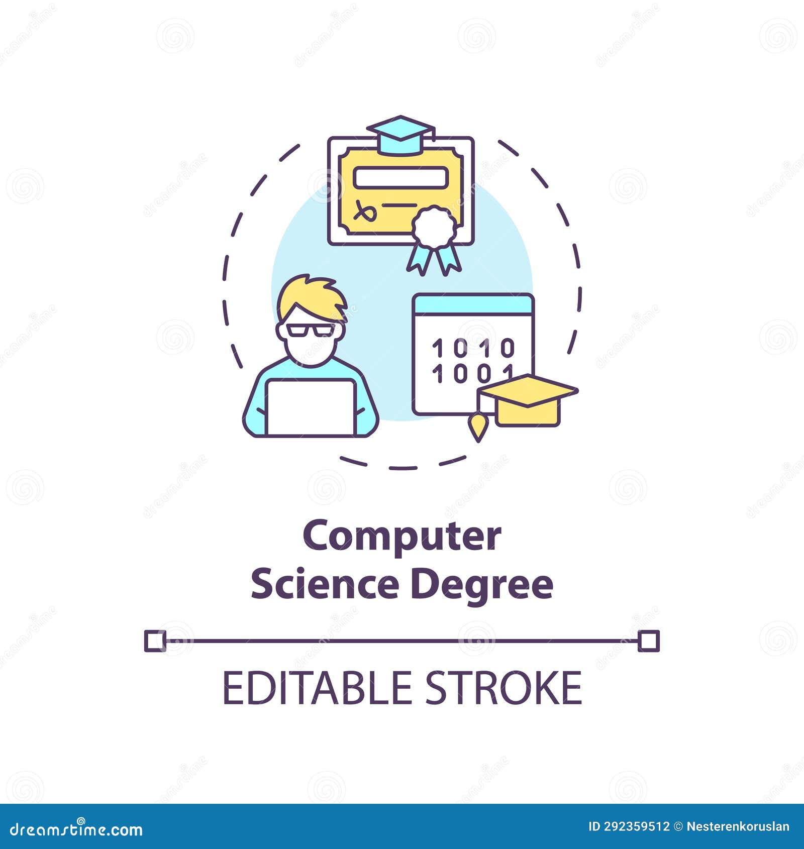 2D Thin Linear Computer Science Degree Icon Concept Stock Vector ...