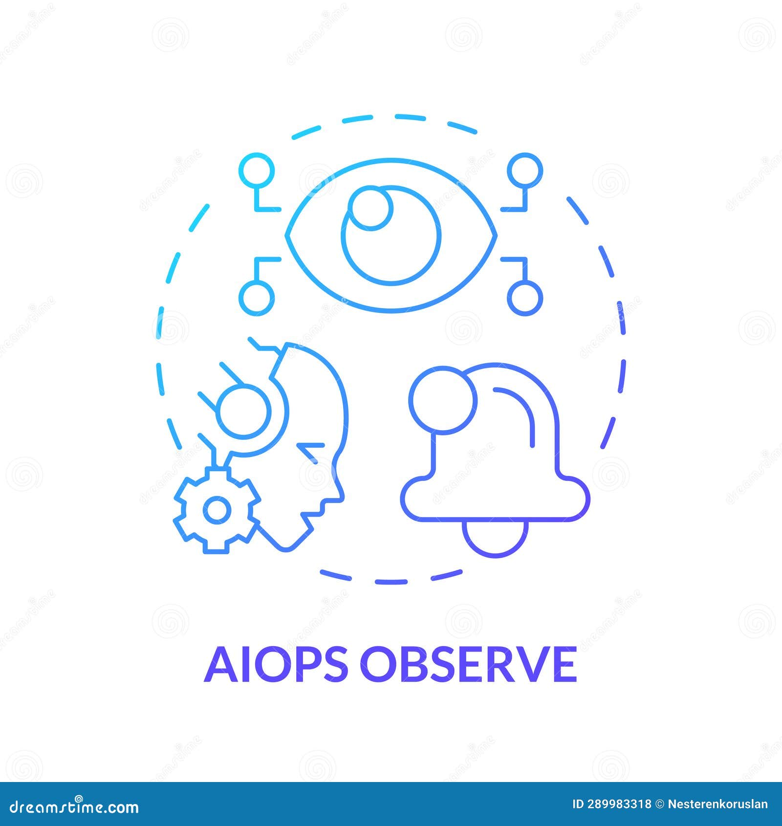 2D Thin Linear Gradient AI Ops Observe Icon Stock Illustration ...