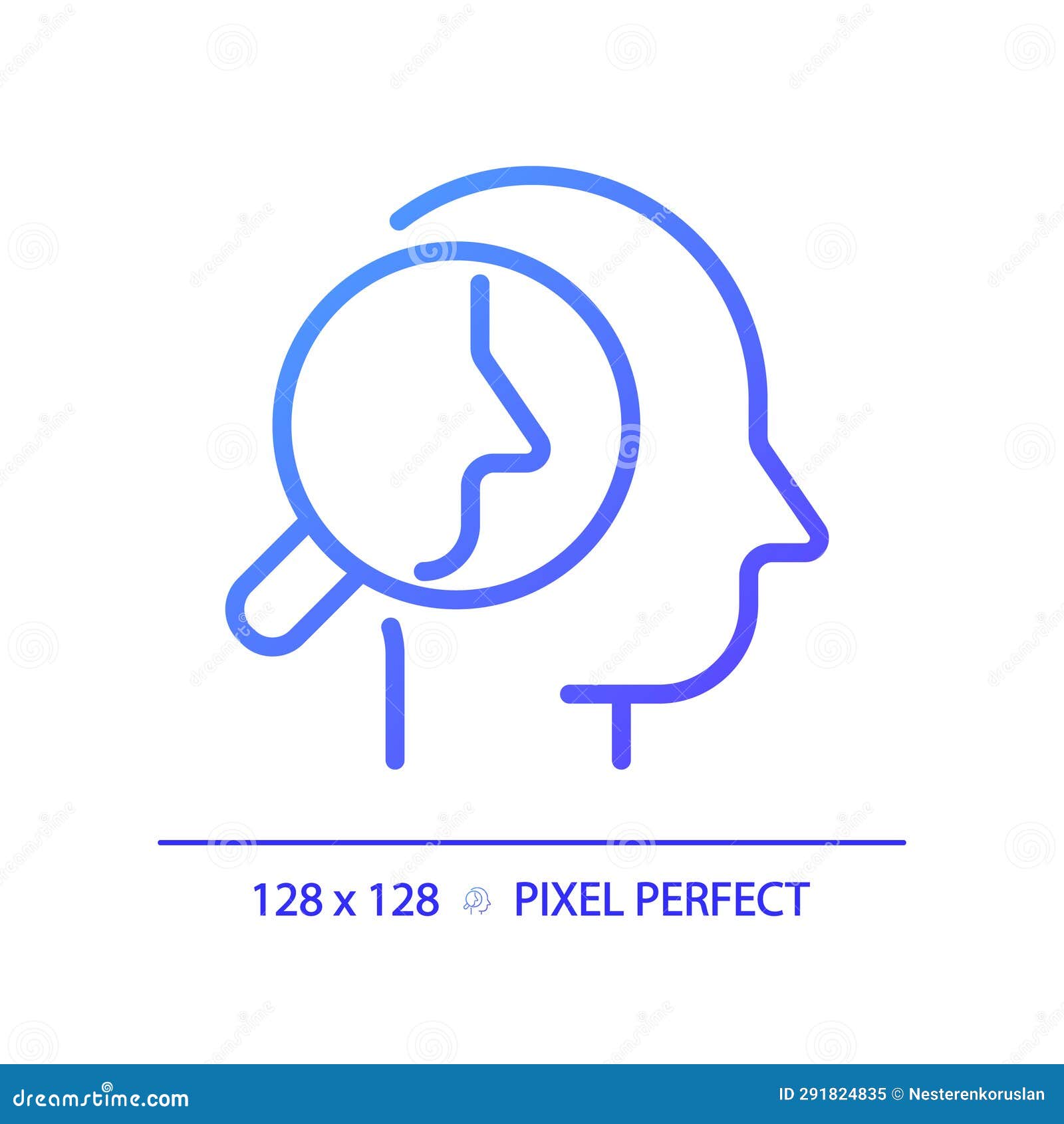 2d Thin Linear Gradient Introspection Icon Stock Illustration