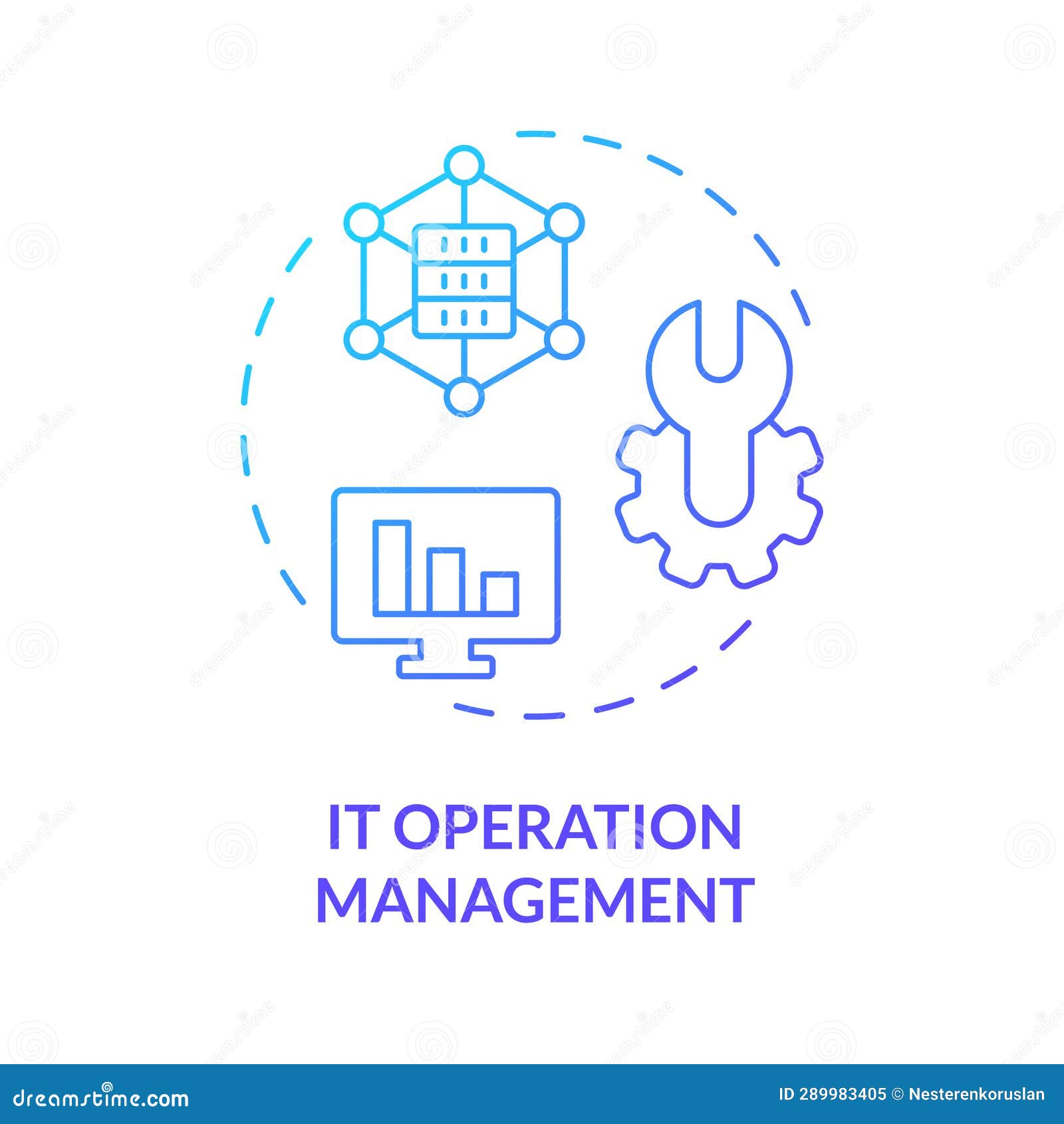 2D Thin Linear Gradient it Operation Management Icon Stock Illustration ...