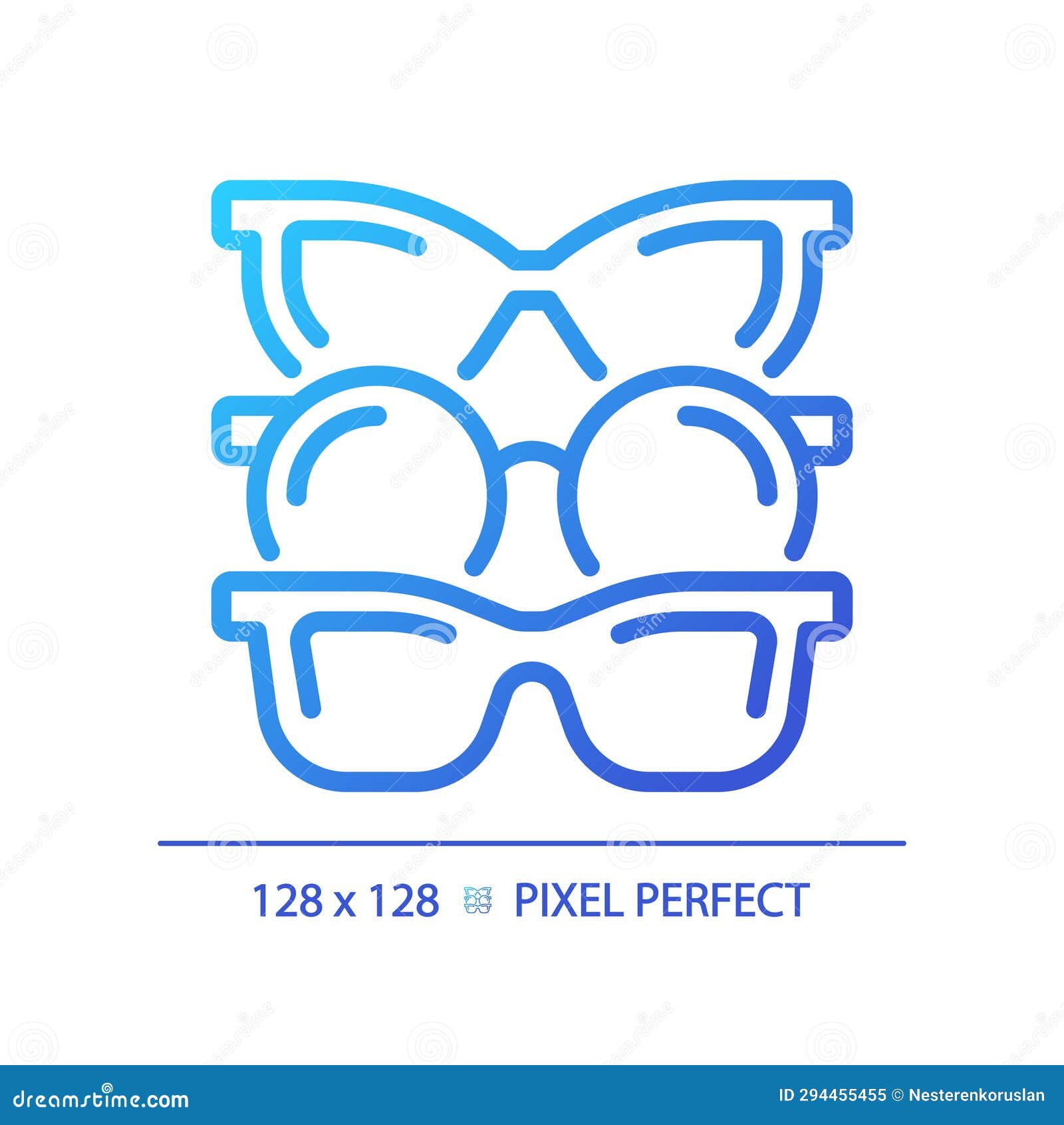 2D Thin Linear Gradient Various Eyeglasses Icon Stock Vector ...