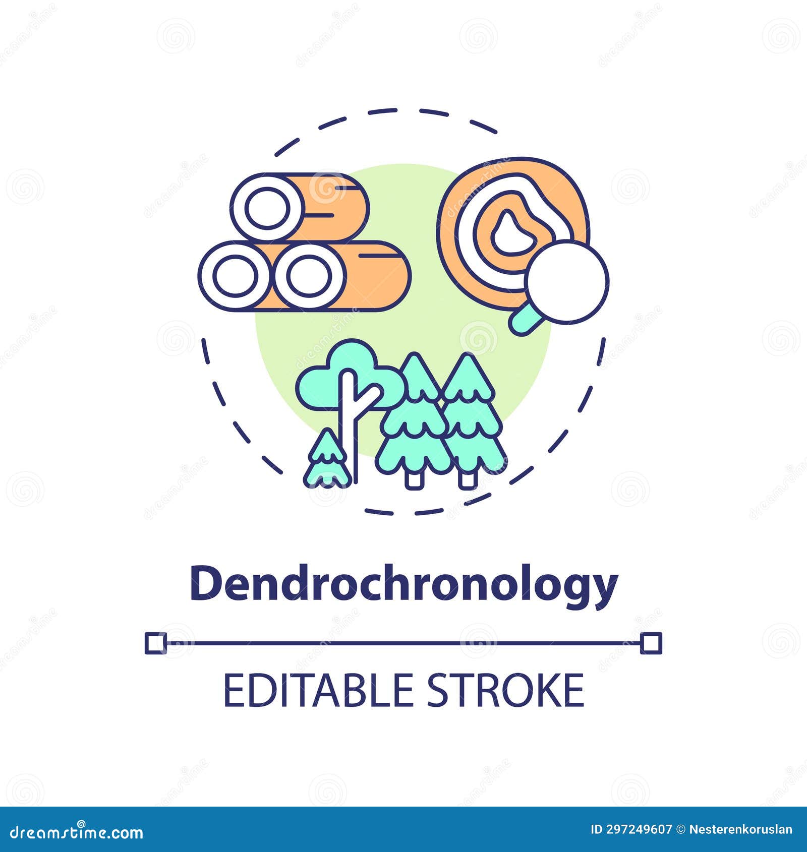 2d Thin Linear Icon Dendrochronology Concept Stock Vector