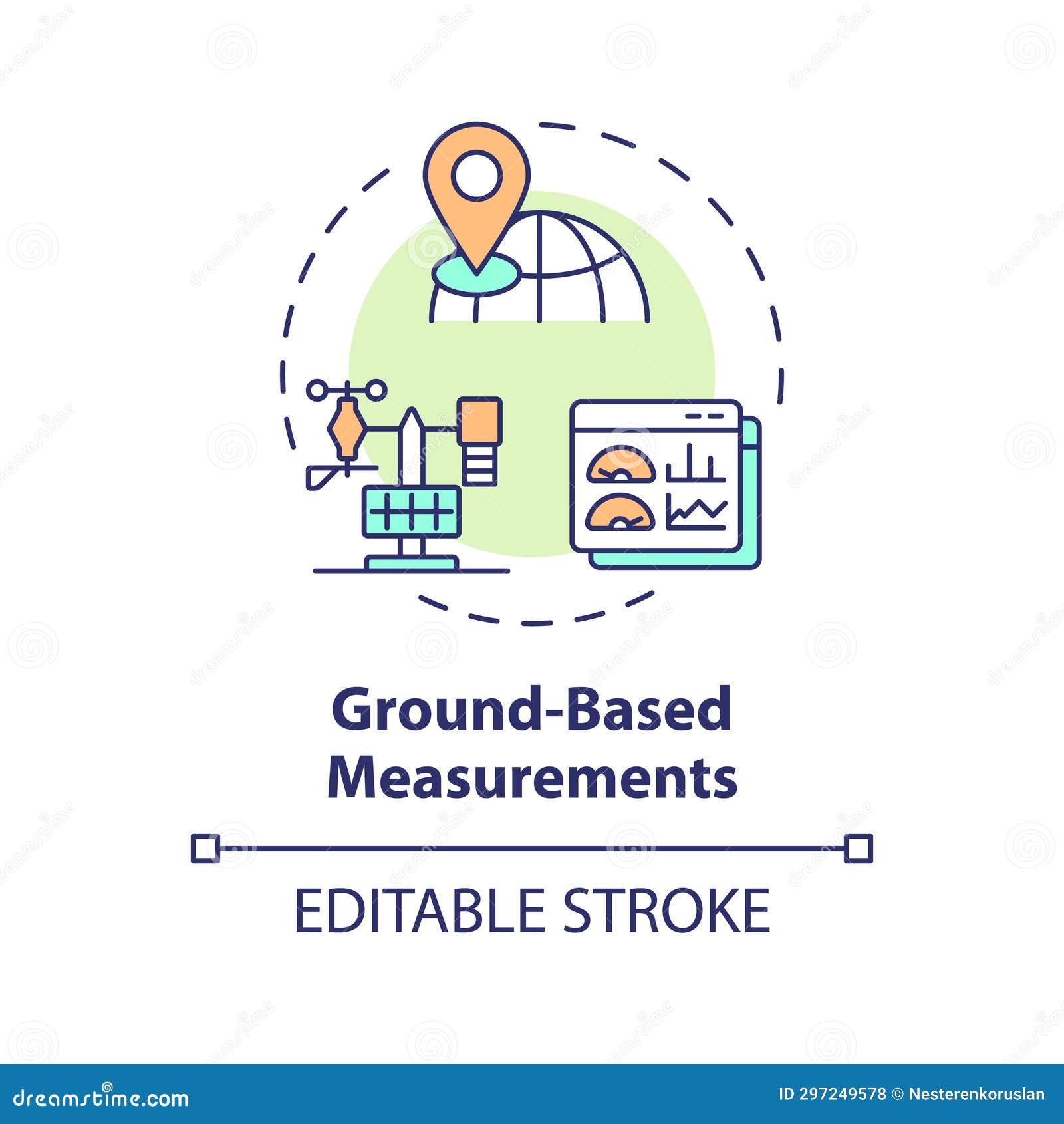 2D Thin Linear Icon Ground Based Measurements Concept Stock Vector ...