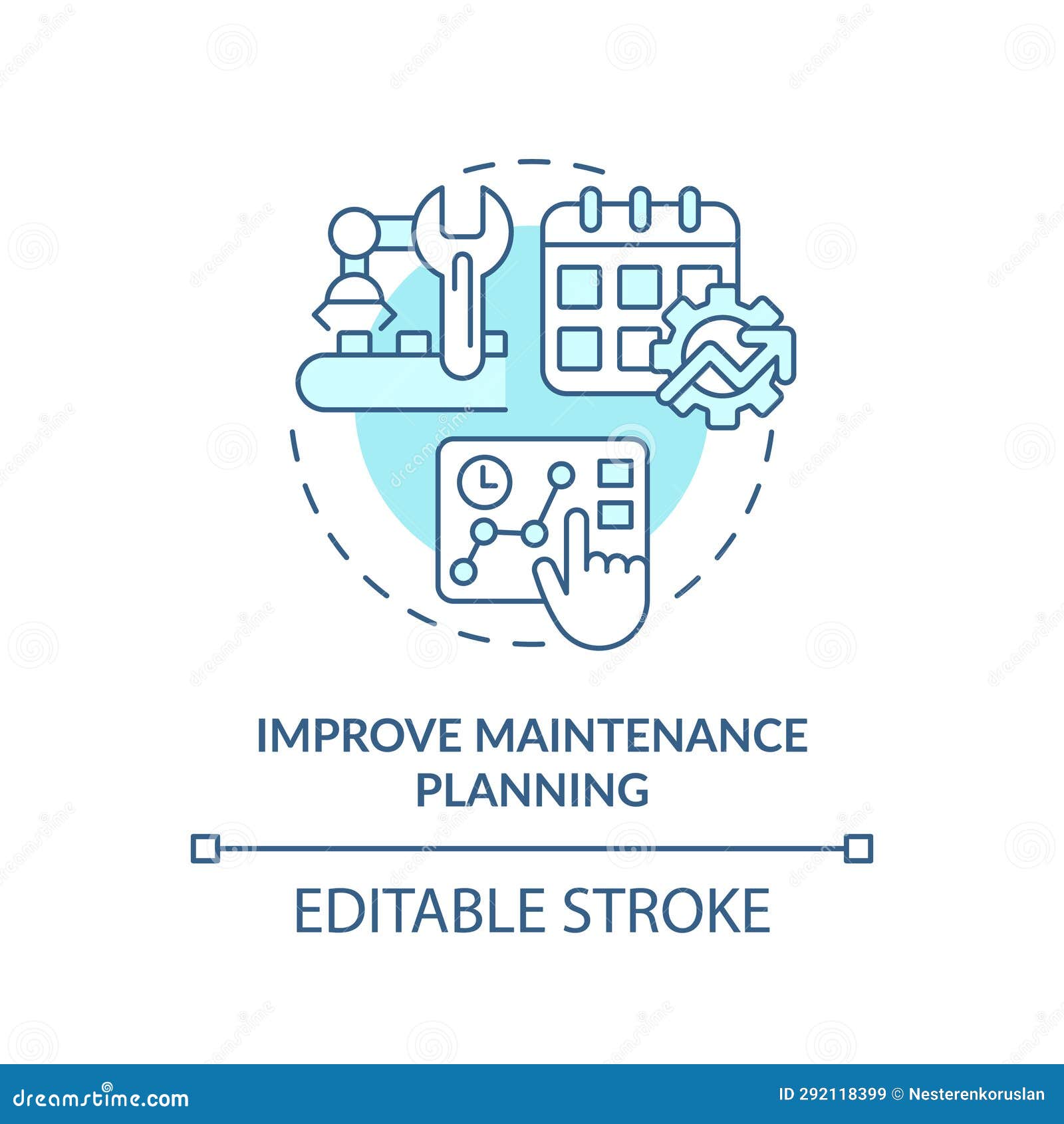2D Thin Linear Icon Improve Maintenance Planning Concept Stock ...