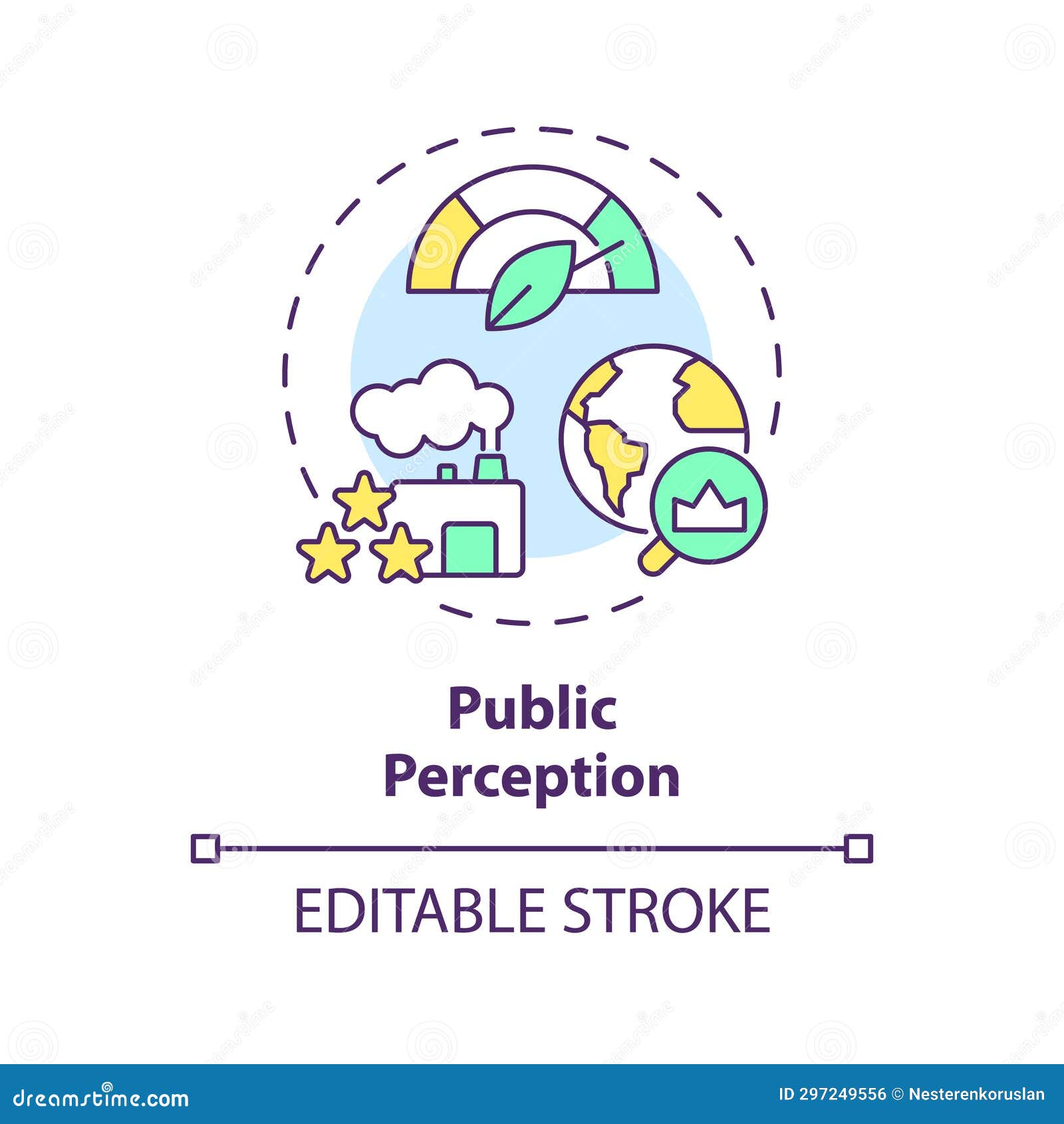 2D Thin Linear Icon Public Perception Concept Stock Vector ...