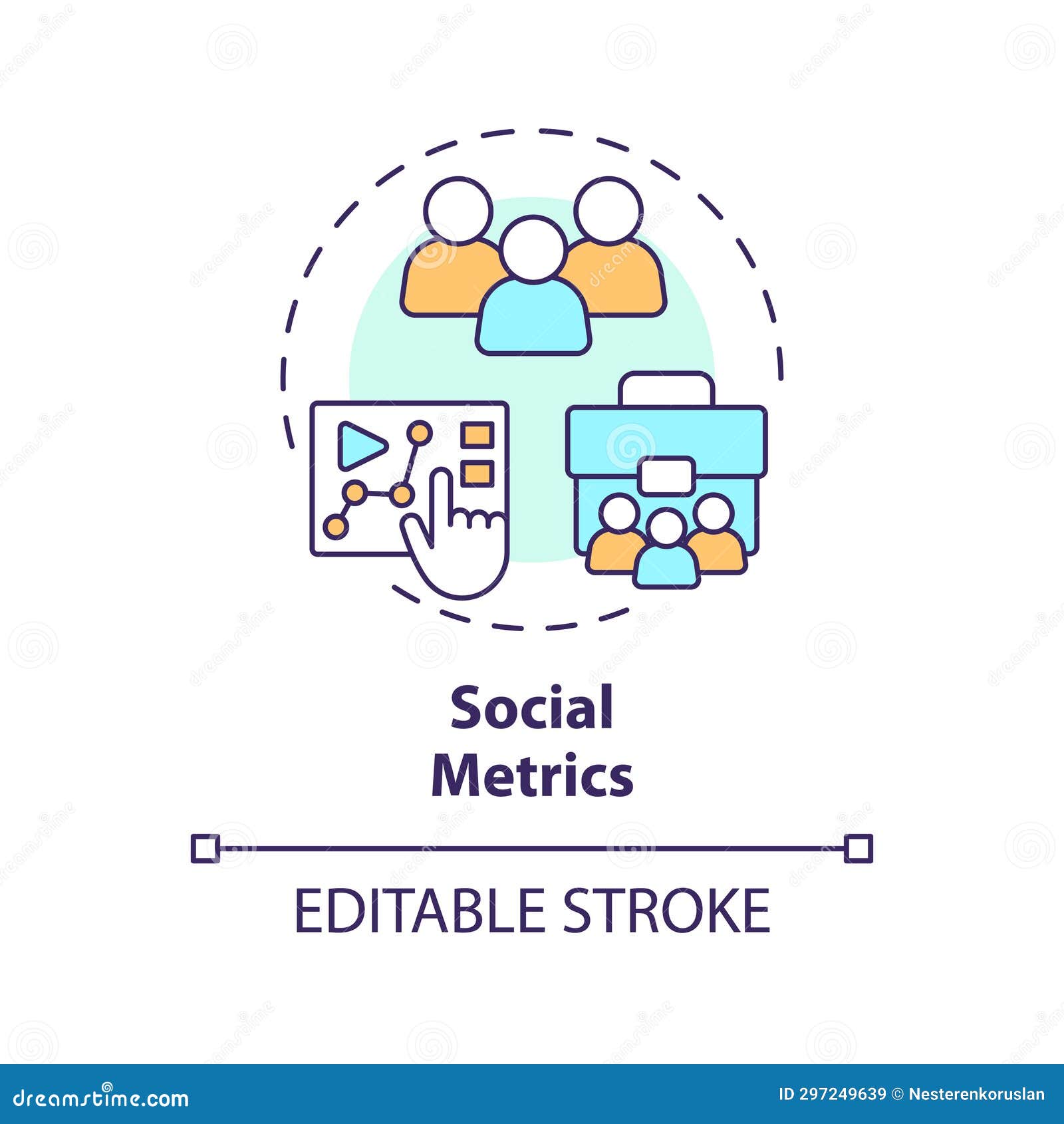 2D Thin Linear Icon Social Metrics Concept Stock Vector - Illustration ...