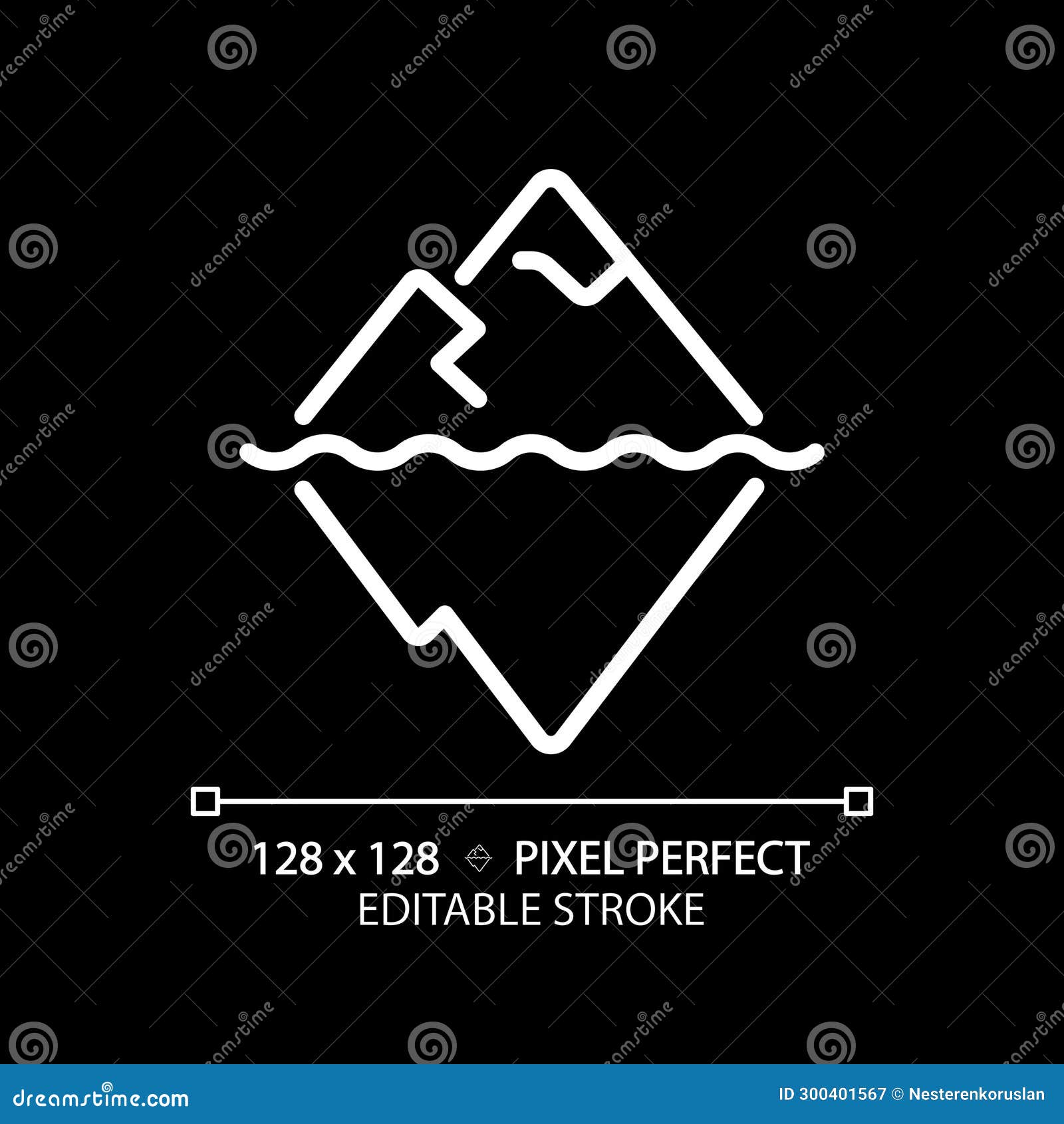 2D Thin Linear Pixel Perfect Simple White Iceberg Icon Stock ...