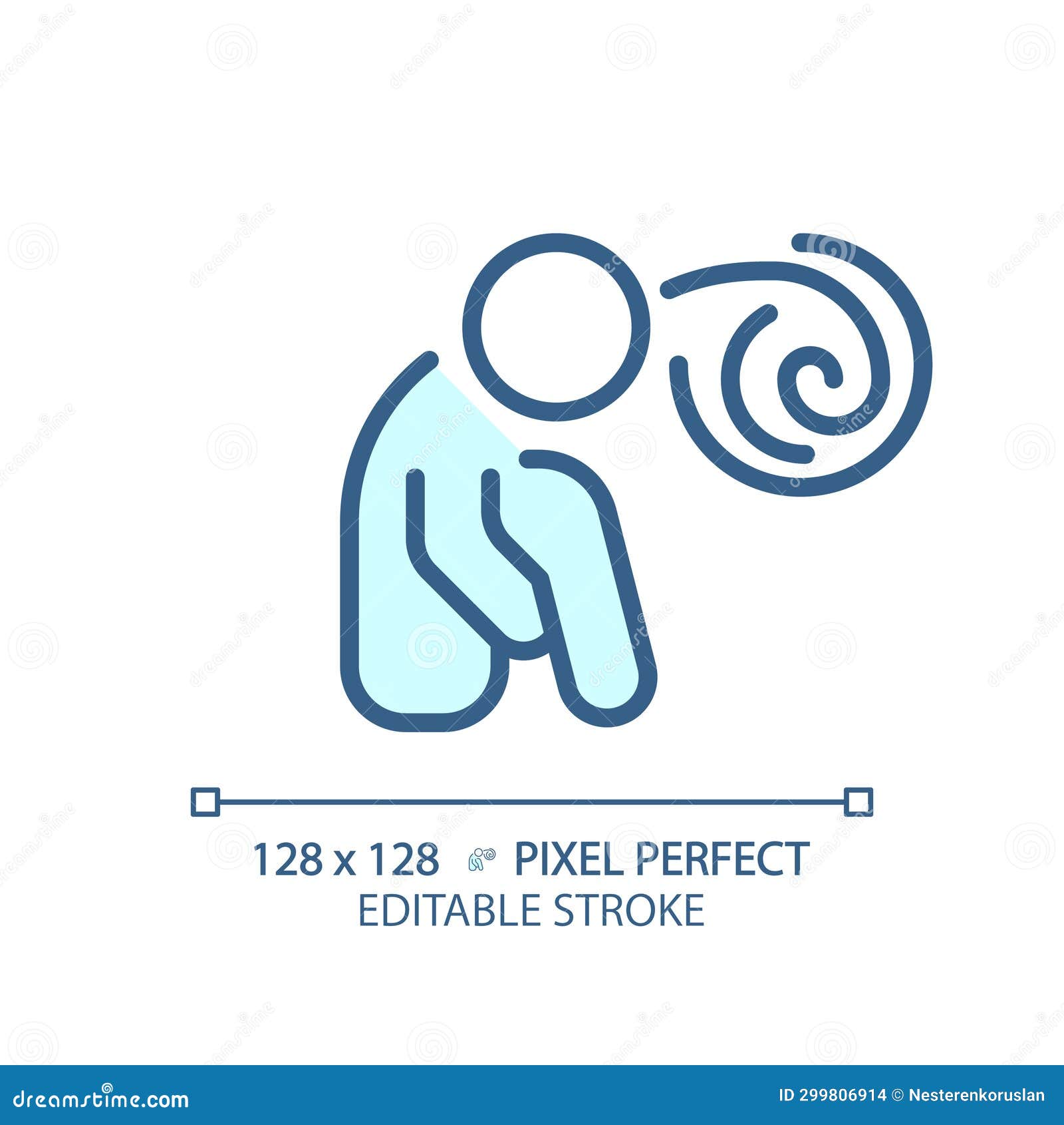 2D Thin Linear Simple Blue Anxiety Icon Stock Vector - Illustration of ...