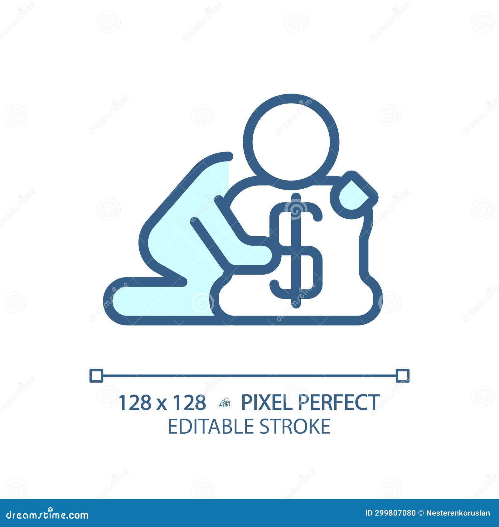 2D Thin Linear Simple Blue Greed Icon Stock Illustration - Illustration ...