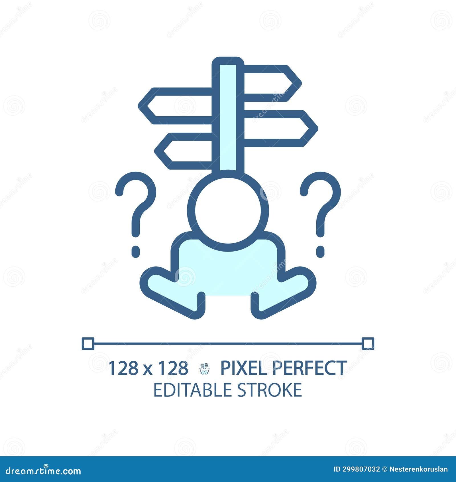 2D Thin Linear Simple Blue Indecisiveness Icon Stock Vector ...