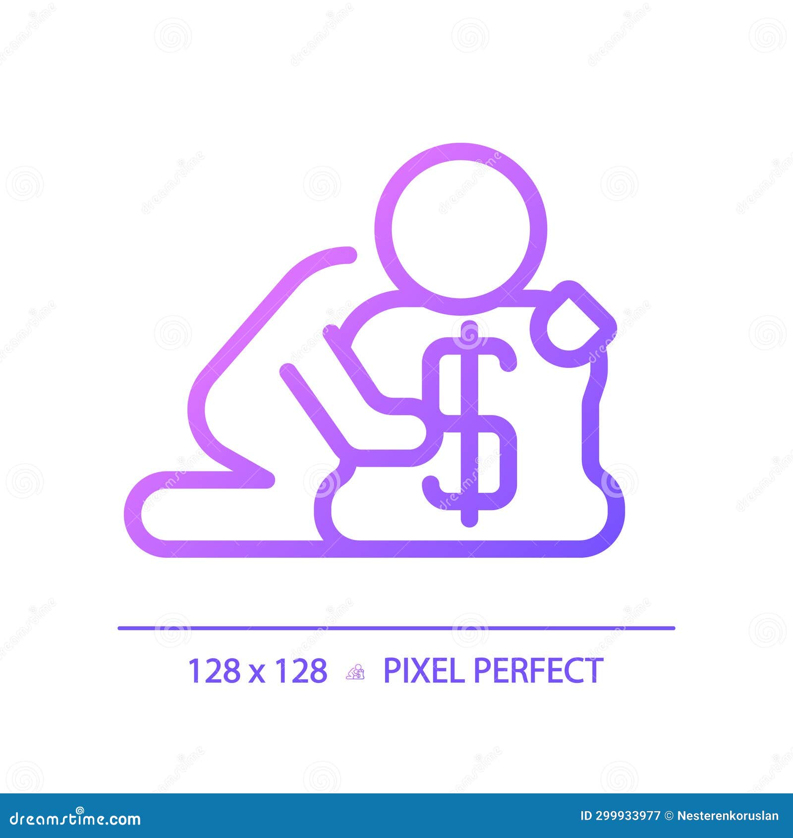 2D Thin Linear Simple Gradient Greed Icon Stock Illustration ...