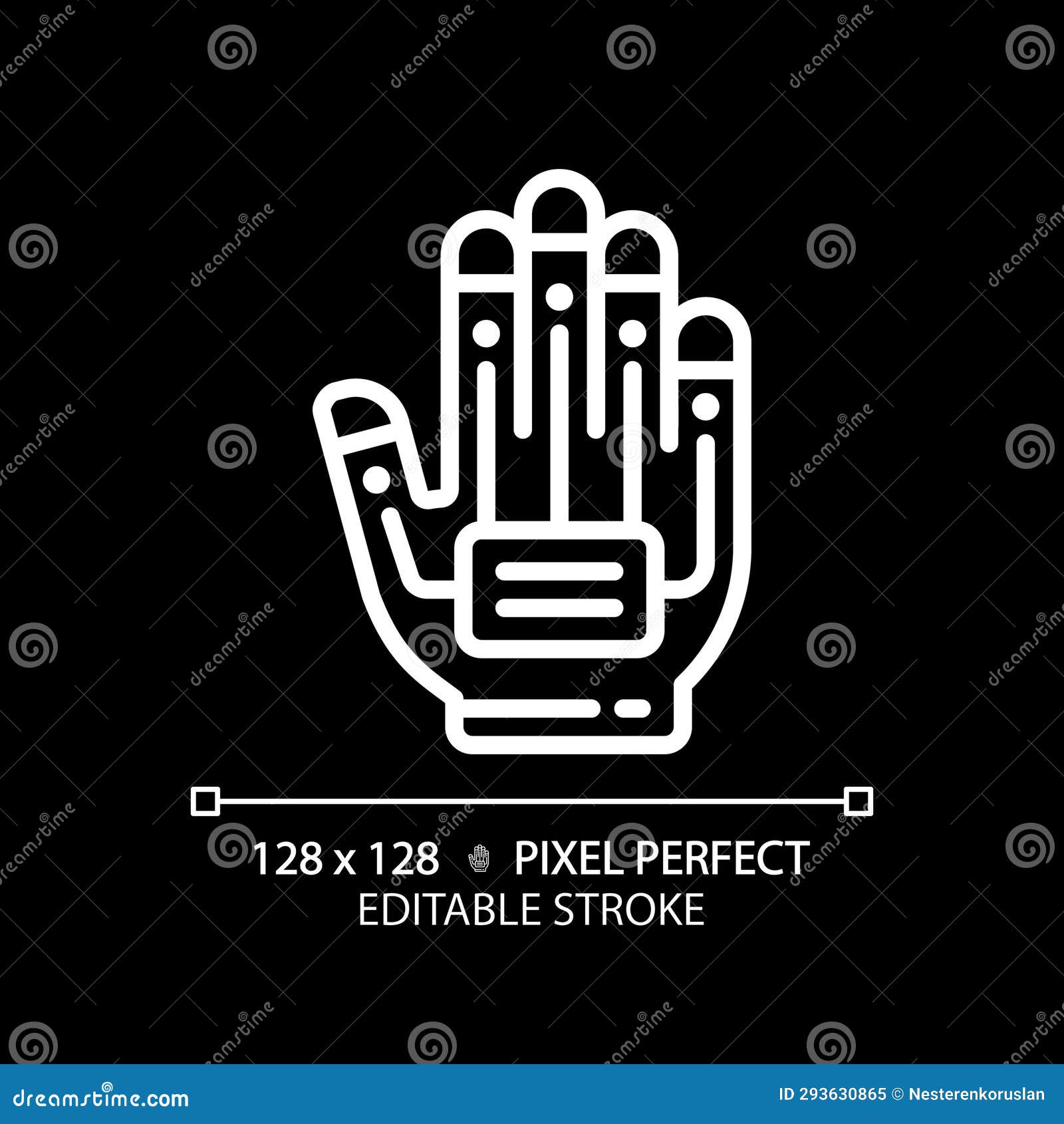 2D Thin Linear White Haptic Glove Icon Stock Vector - Illustration of ...