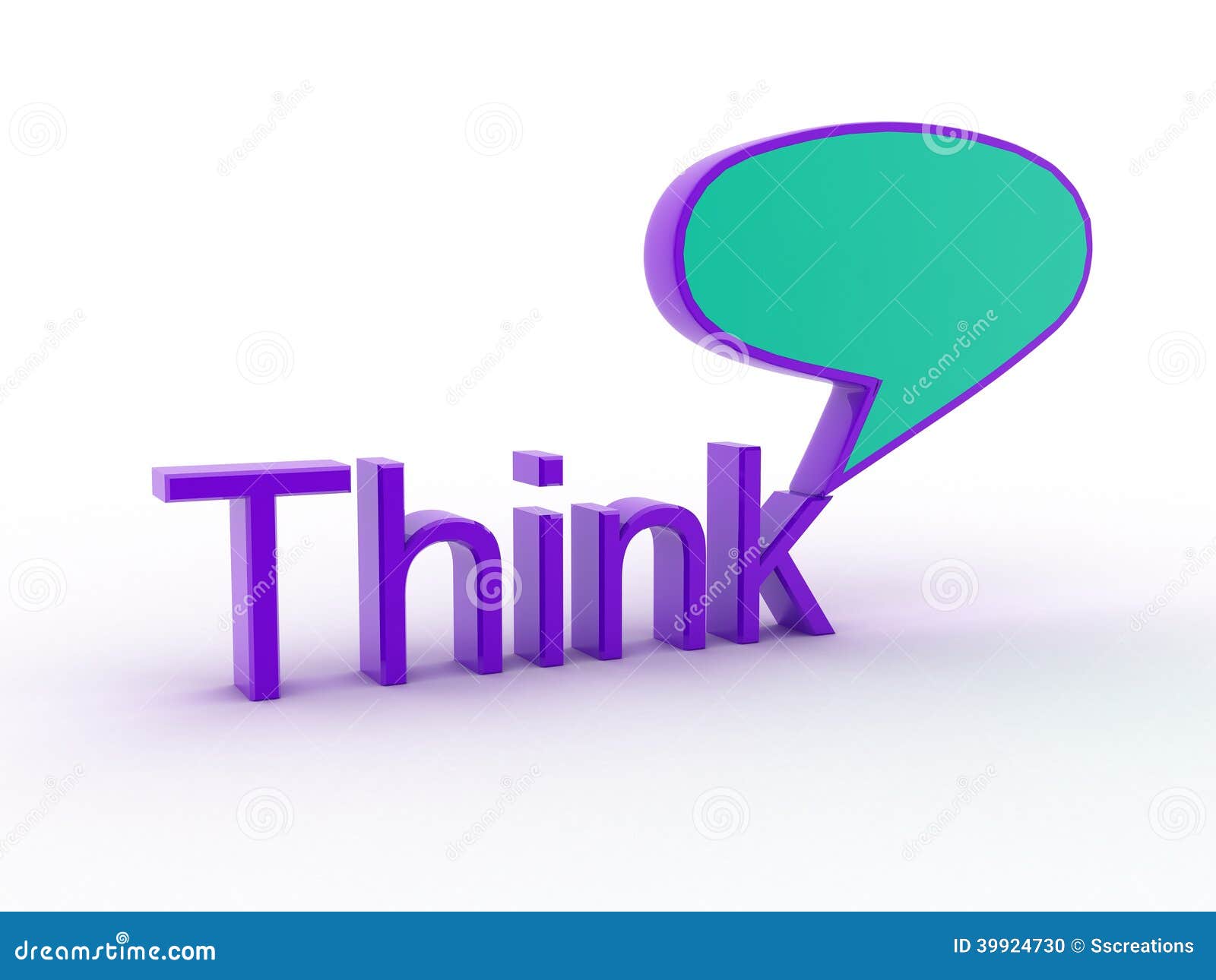 3D Think Text with Speech Bubbles Stock Illustration - Illustration of ...