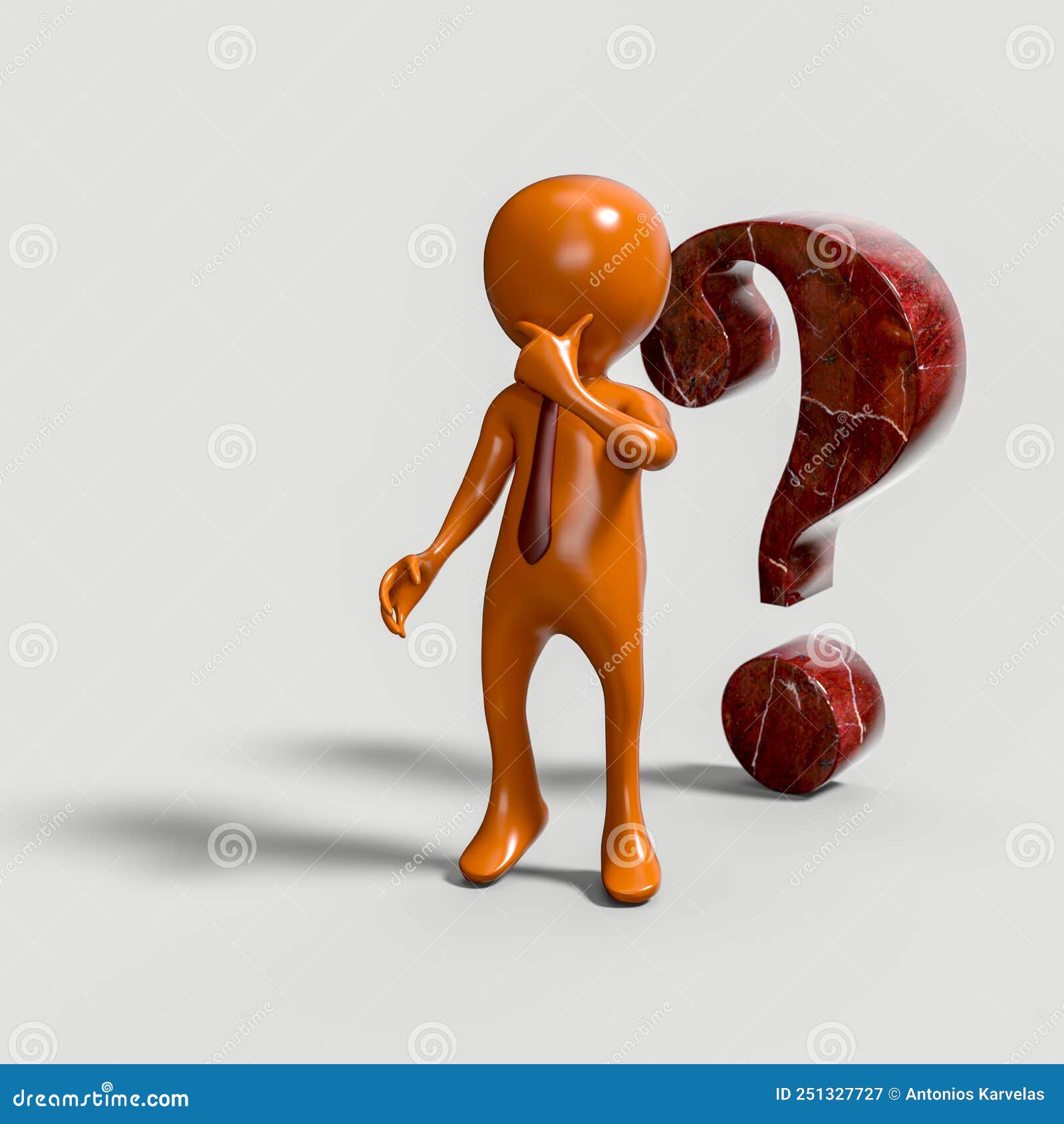 3d Thinking Man with a Big Red Question Mark Stock Illustration ...