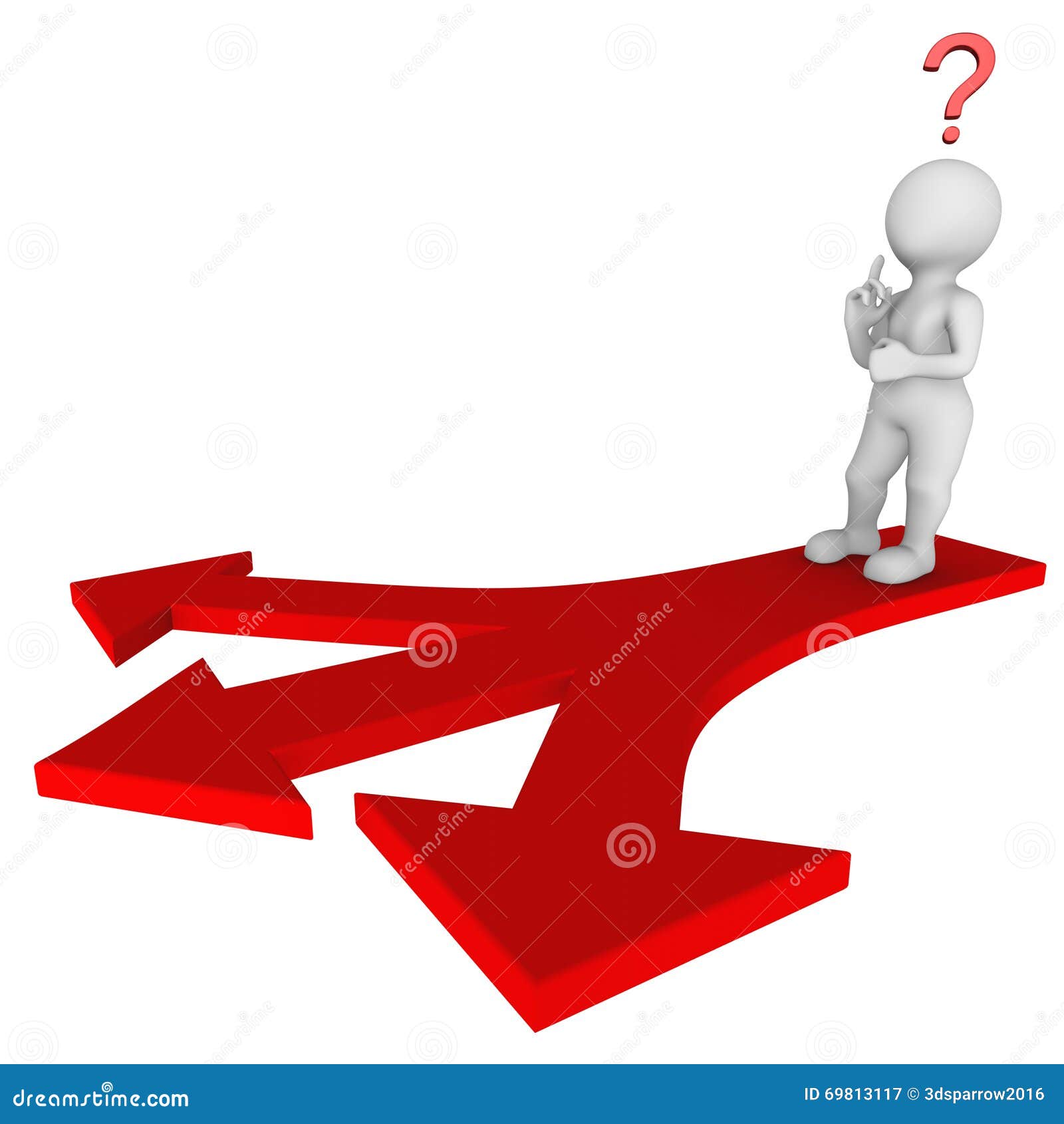 3d Thinking Man on Red Arrow. Stock Illustration - Illustration of ...