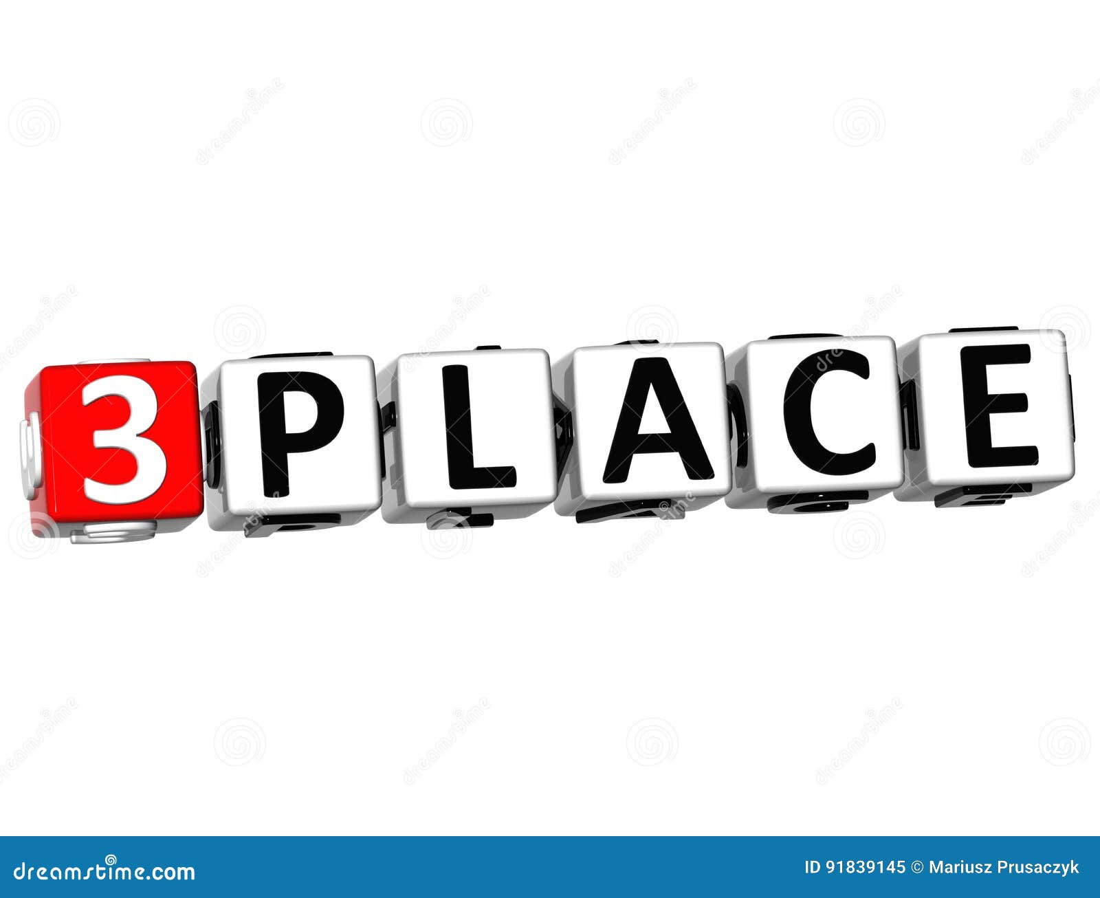 3D Third Place Button Click Here Block Text Stock Illustration ...