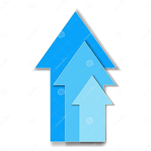 3d Three Blue Up Arrows on White Background Vector Illustration Stock ...