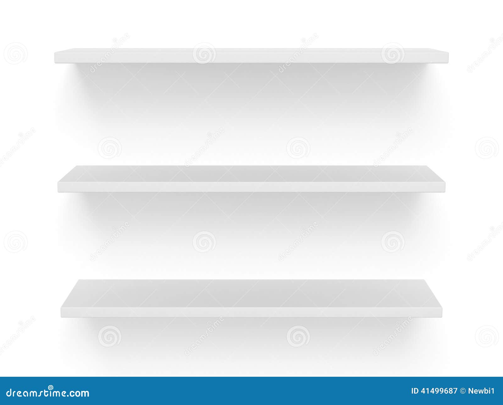 3D Three Empty Blank Shelves on White Stock Illustration - Illustration ...