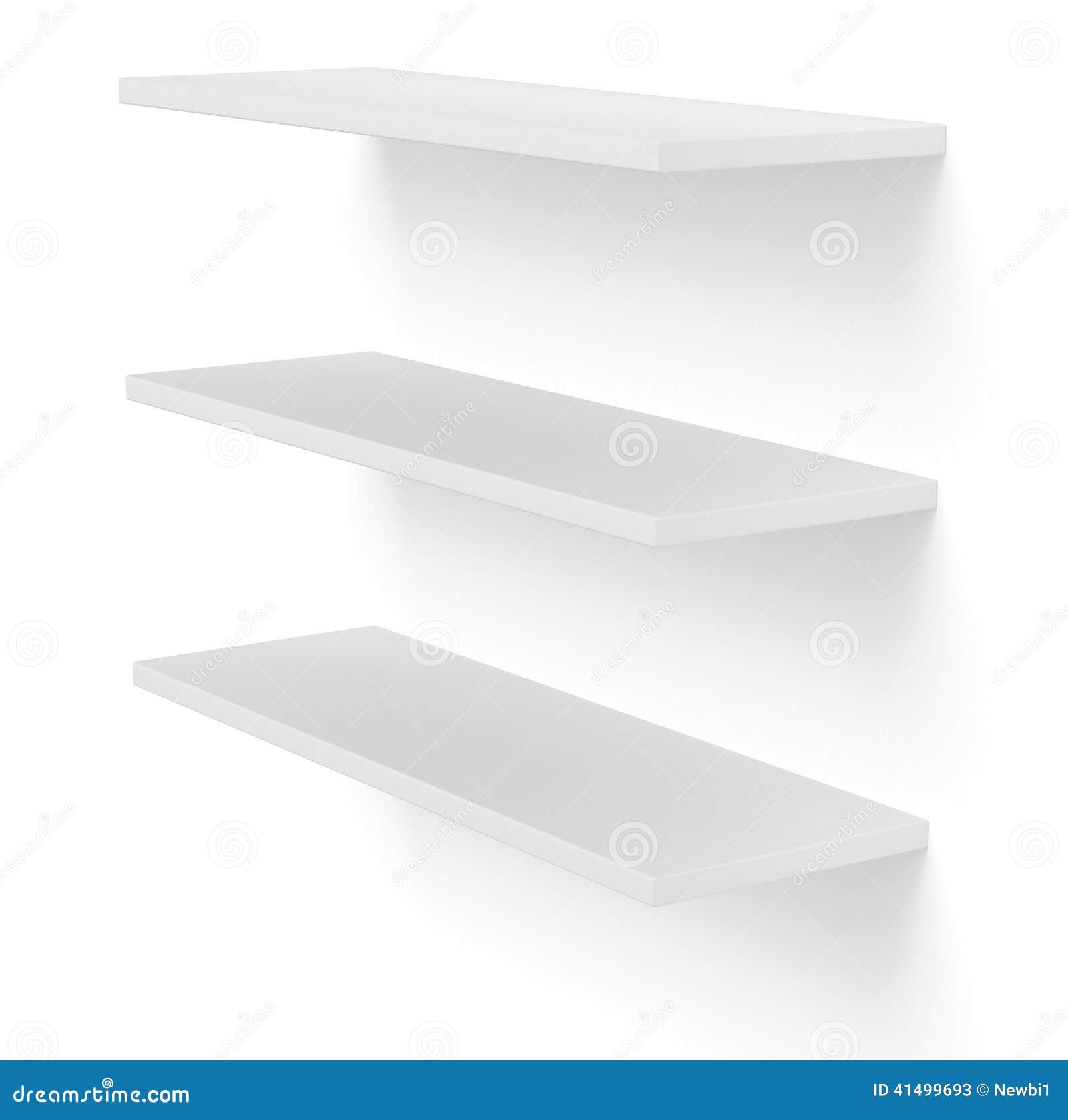 3D Three Empty Blank Shelves on White Stock Illustration - Illustration ...