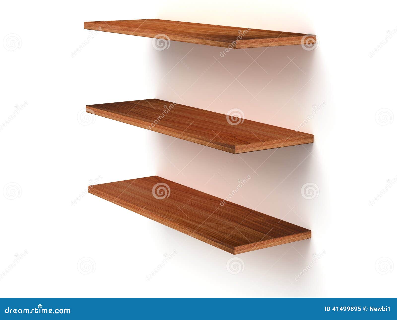 3D Three Empty Wood Shelves Stock Illustration - Illustration of ...
