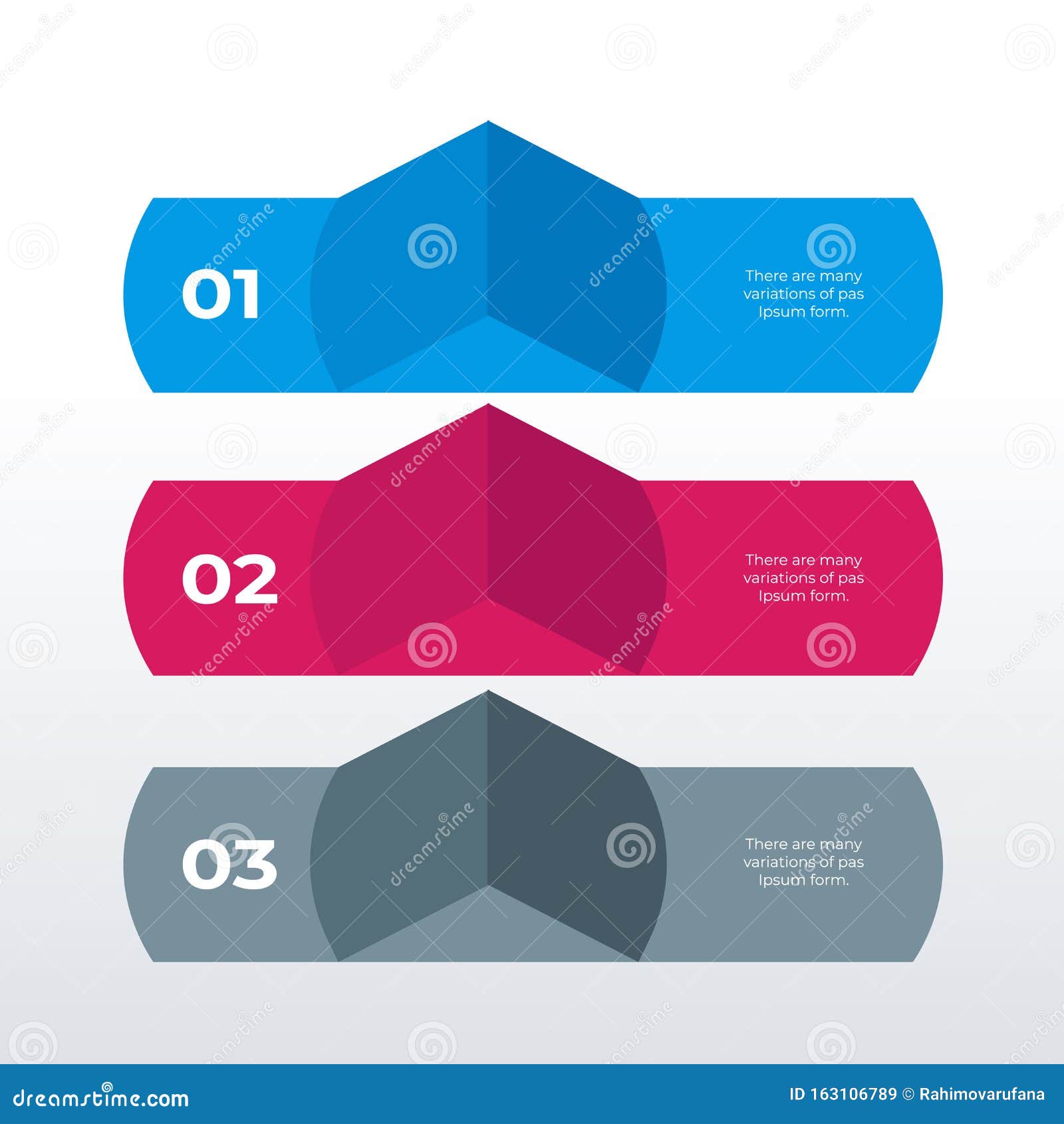 3D Three List Infographic Template Design. Business Concept Infograph ...